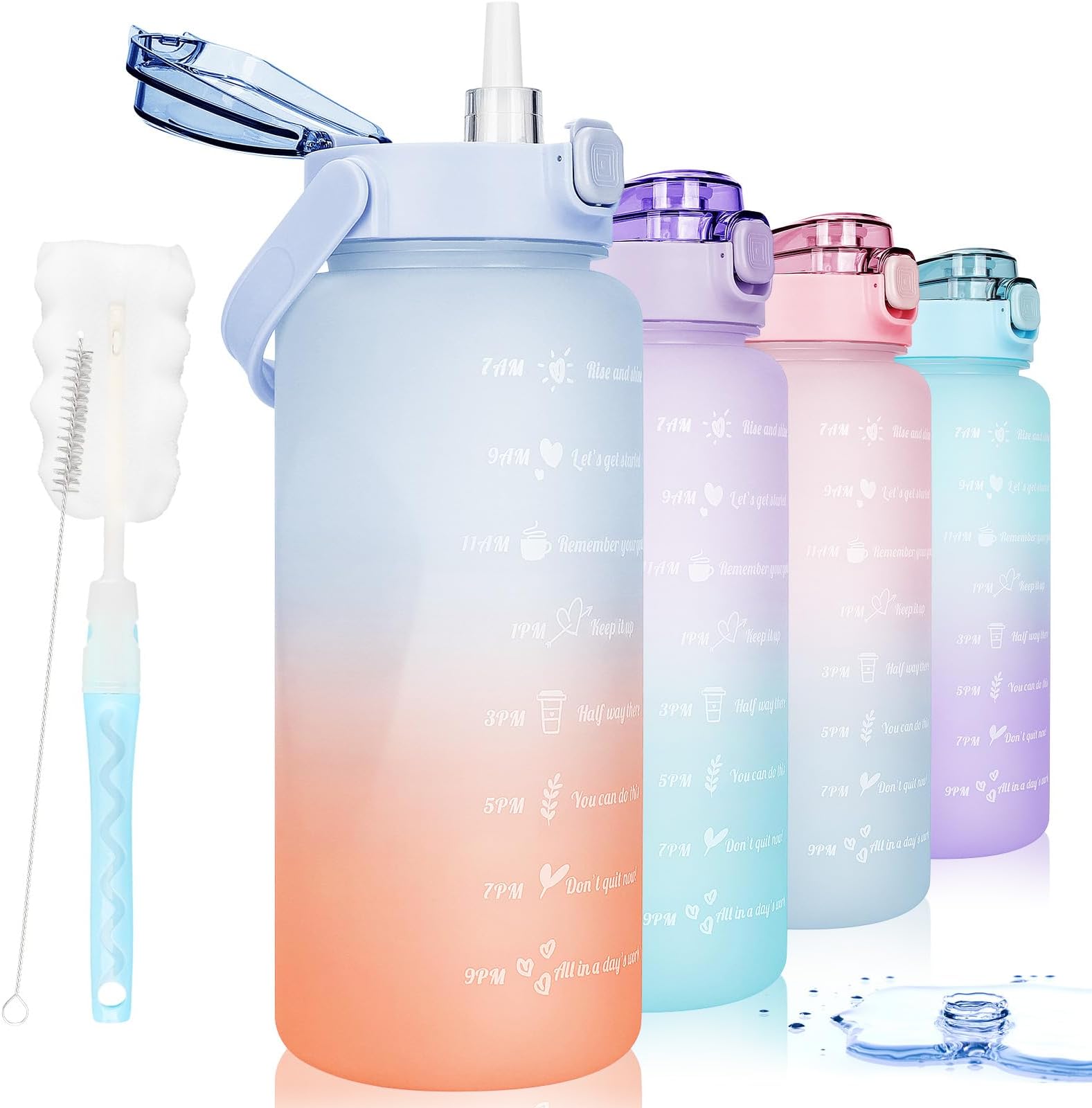 GXCROR Trinkflasche 2L BPA-frei Sport-Trinkflasche mit tragbarem Griff ...