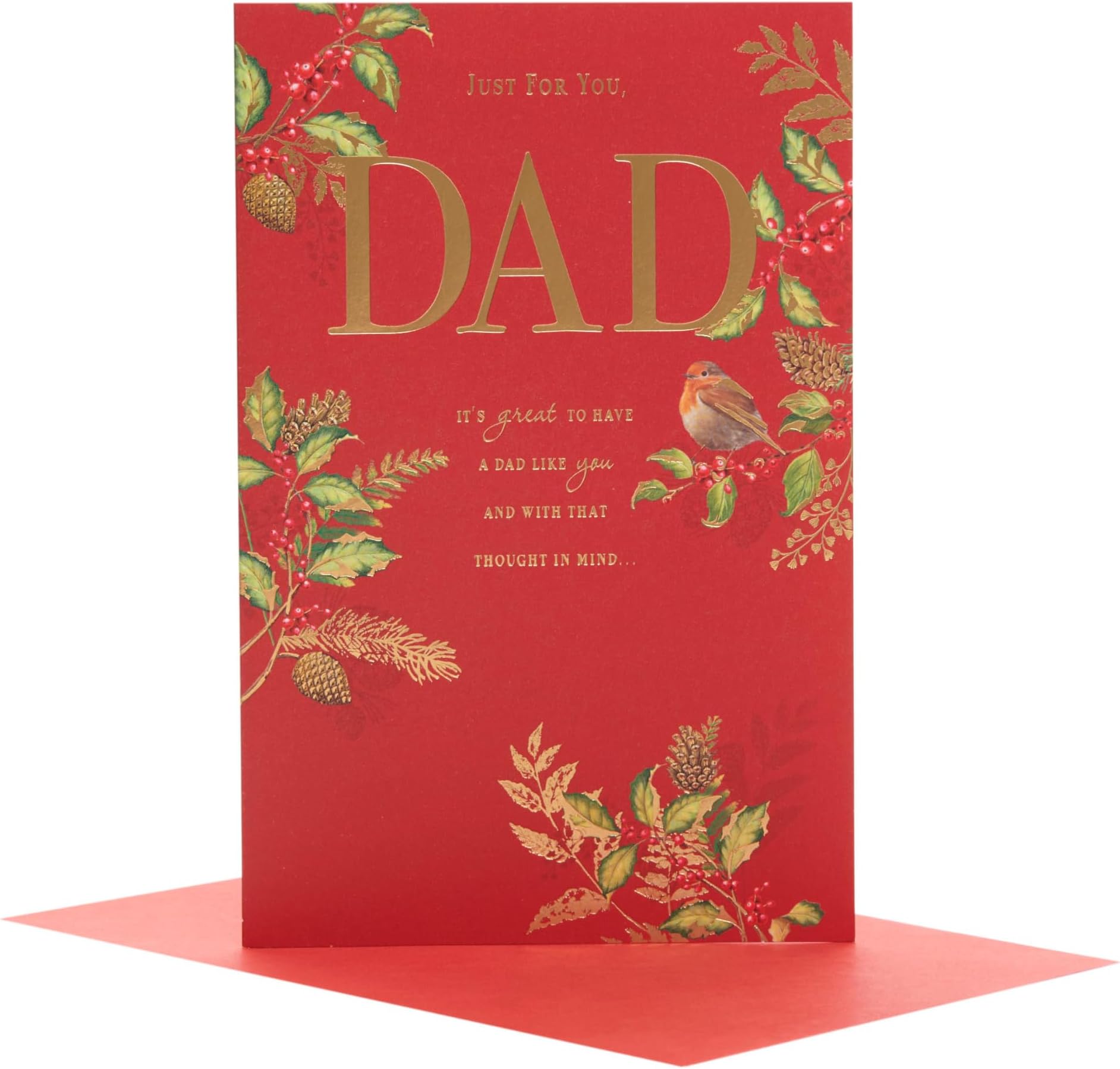 UK Greetings Christmas Card for Dad - Robin Design : Amazon.co.uk: Fashion