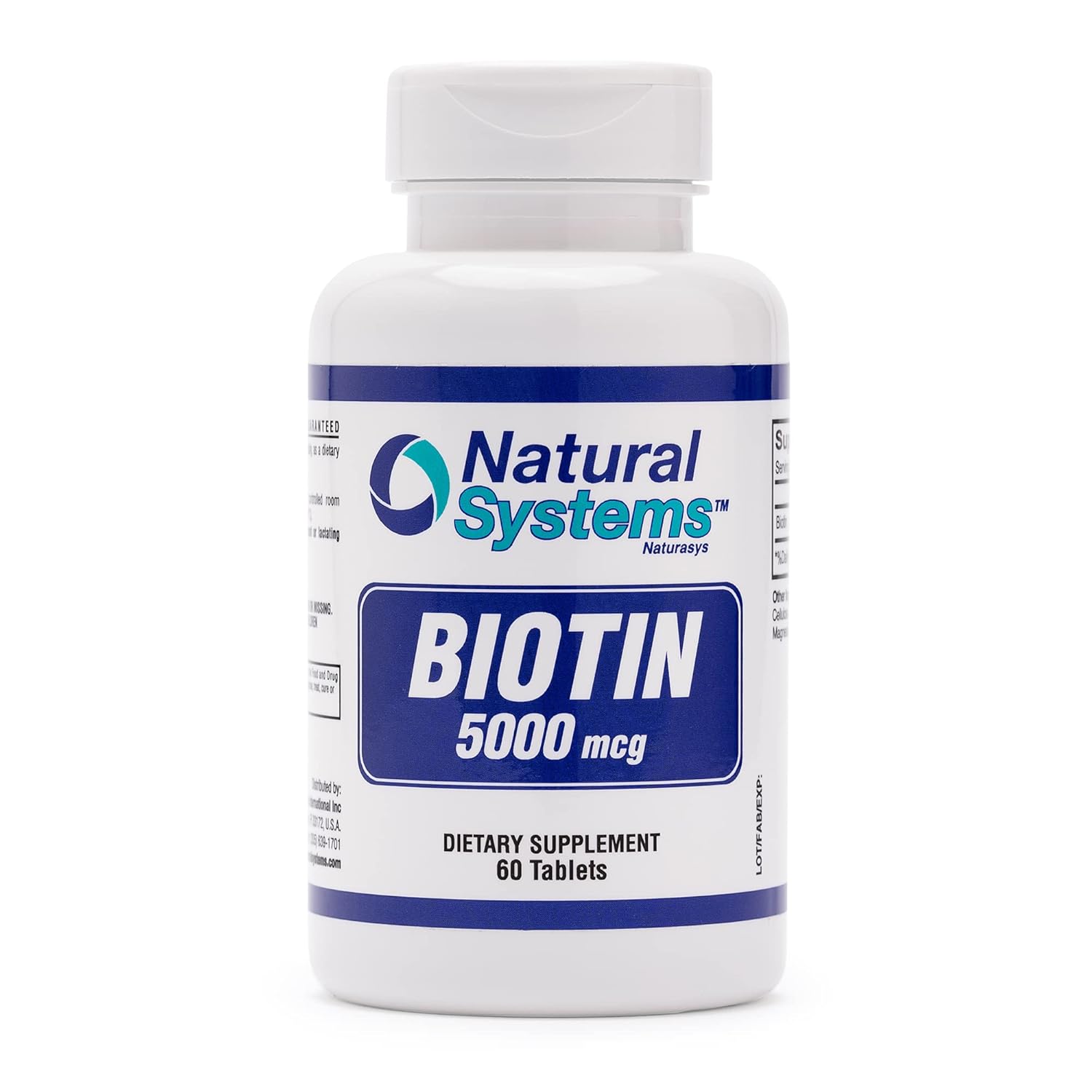 Biotina 60 Comprimidos 5000 mcg da Natural Systems | Suplemento de ...