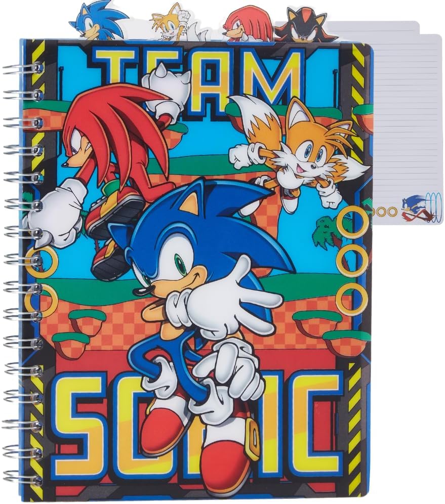 Sonic the Hedgehog Tab Journal Notebook, Spiral Bound, 96 Lined Pages ...