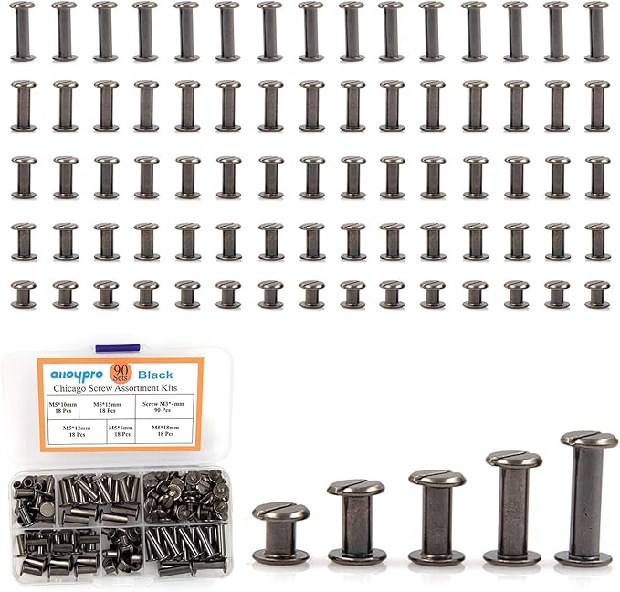 Amazon.com: Alloypro 90 Set Chicago Screws Assorted Kit 5 Size GunMetal ...