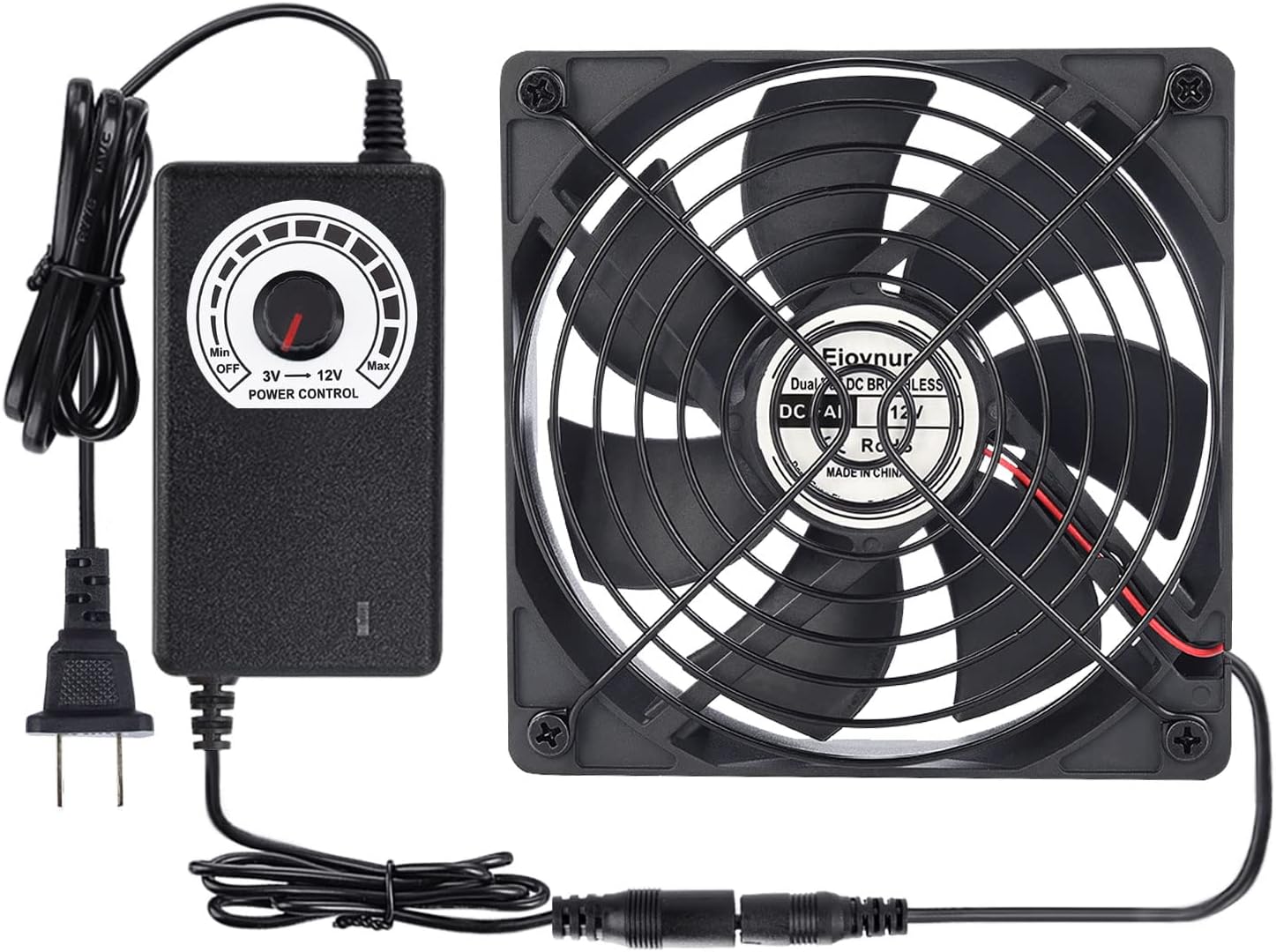 Eiovnur Computer Fan with AC Plug, Variable Speed Fan, 120mm x 25mm AC ...