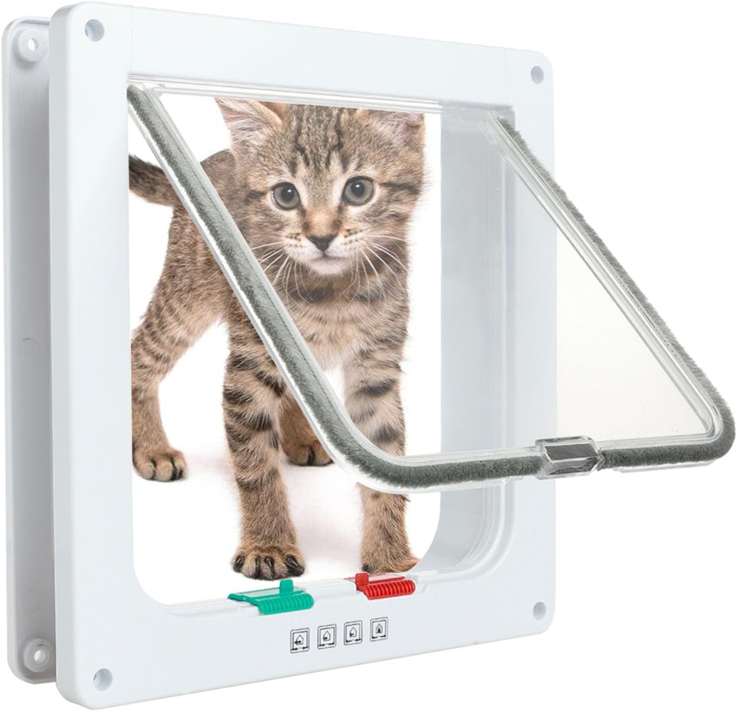 Cat Door, Safety Pet Door with 4 Way Lock, Weatherproof & Easy ...