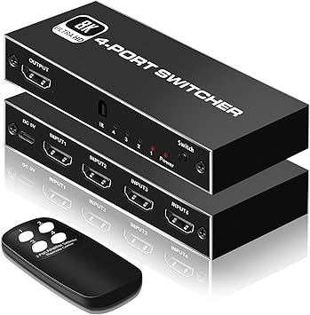 Amazon.com: 8K@60Hz HDMI 2.1 Switch, NEWCARE 4X1 HDMI Switch with IR Remote Control, 4K @120hz ...
