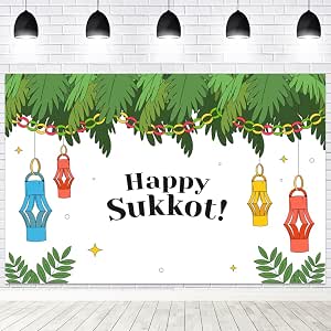 Amazon.com : Yeele 5x3ft Happy Sukkot Party Backdrop Green Leaves ...