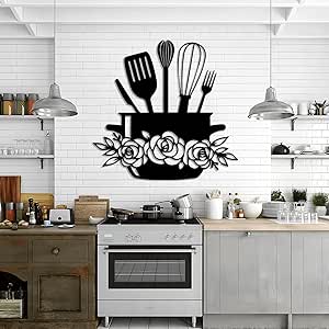 Amazon.com: Metal Kitchen Wall Decor – Rustic Cooking Pot Wall Art ...