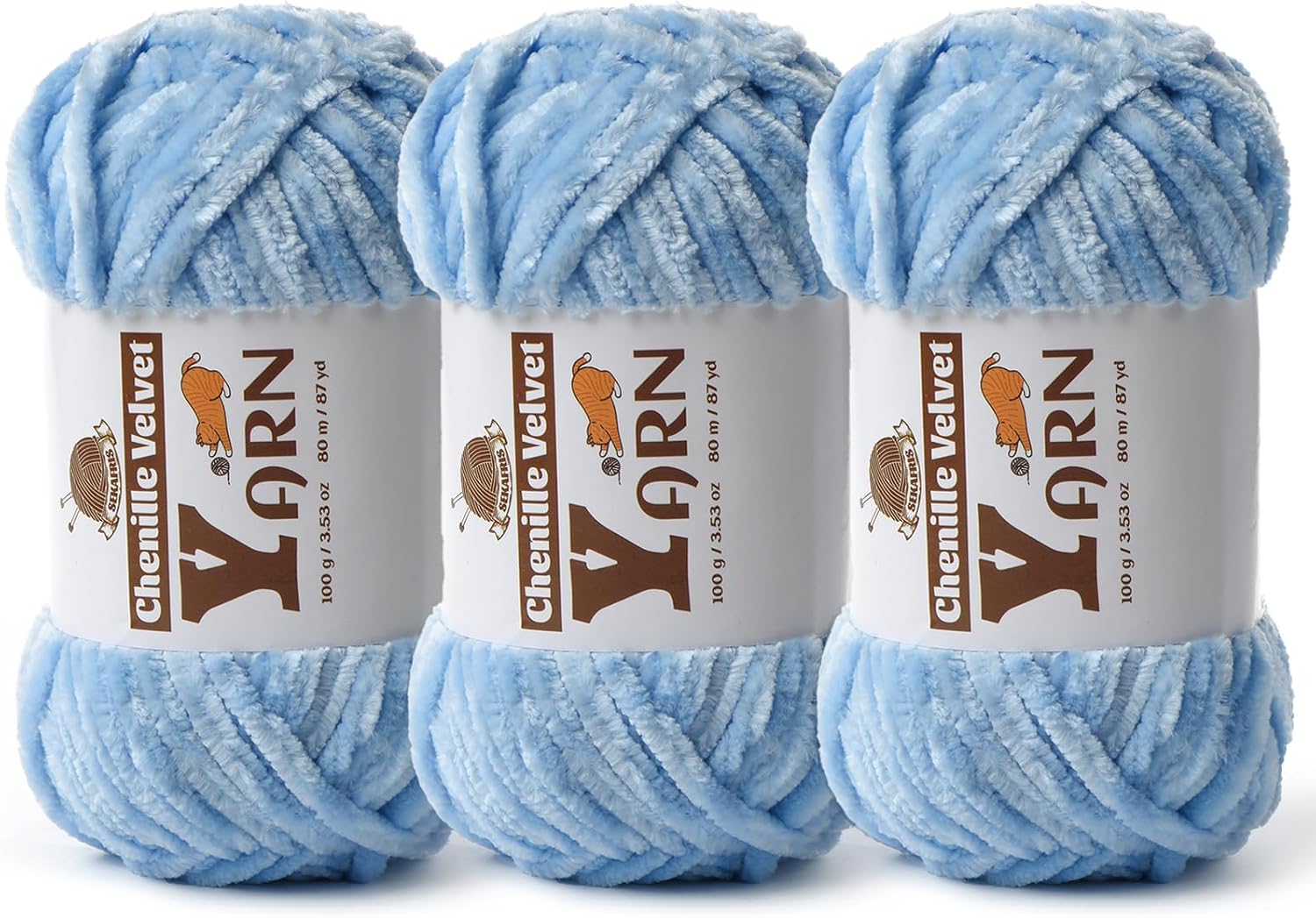 Amazon.com: 3 Pack Plush Chenille Chunky Yarn - Fluffy Velvet Yarns ...