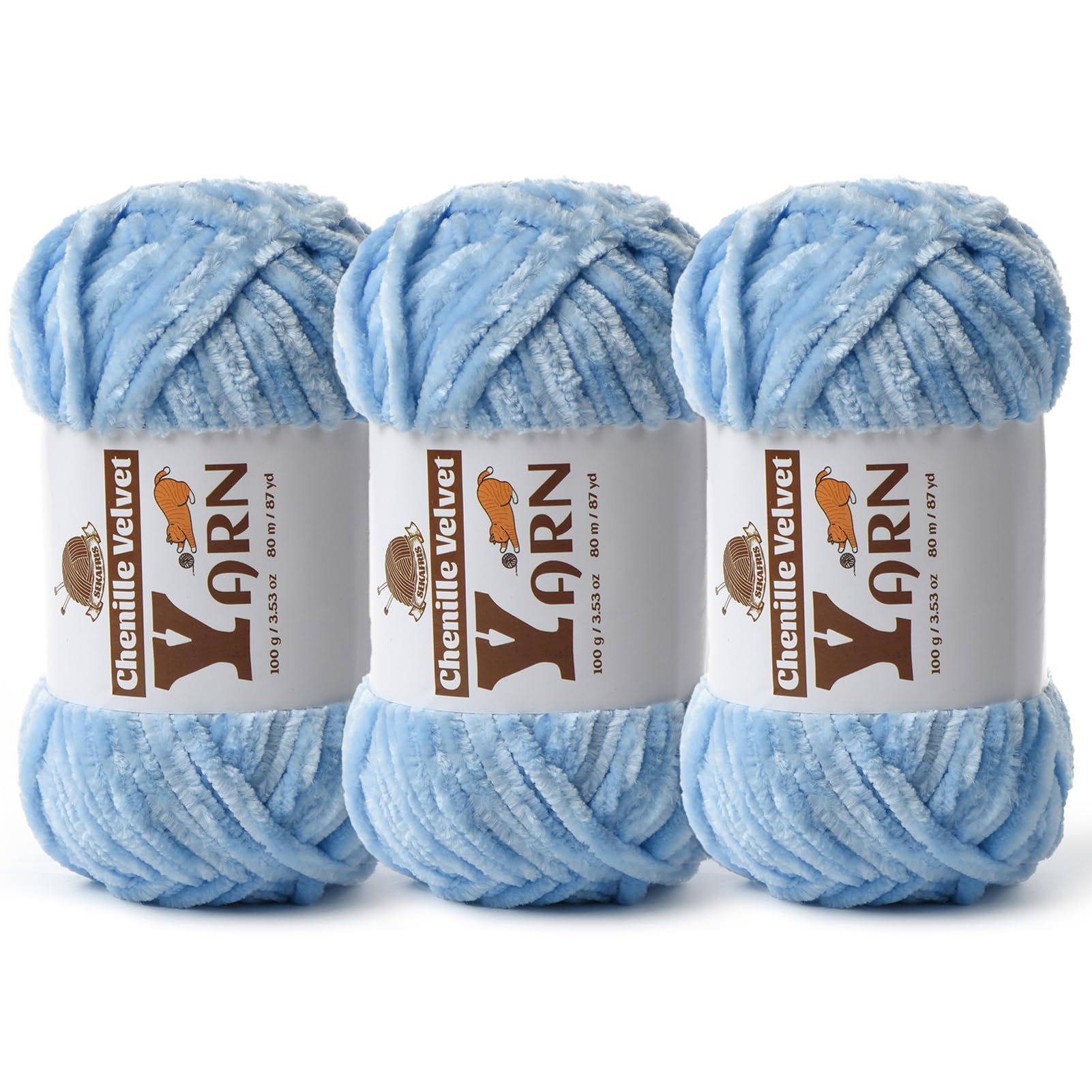 Snapklik.com : 3 Pack Plush Chenille Chunky Yarn - Fluffy Velvet Yarns ...
