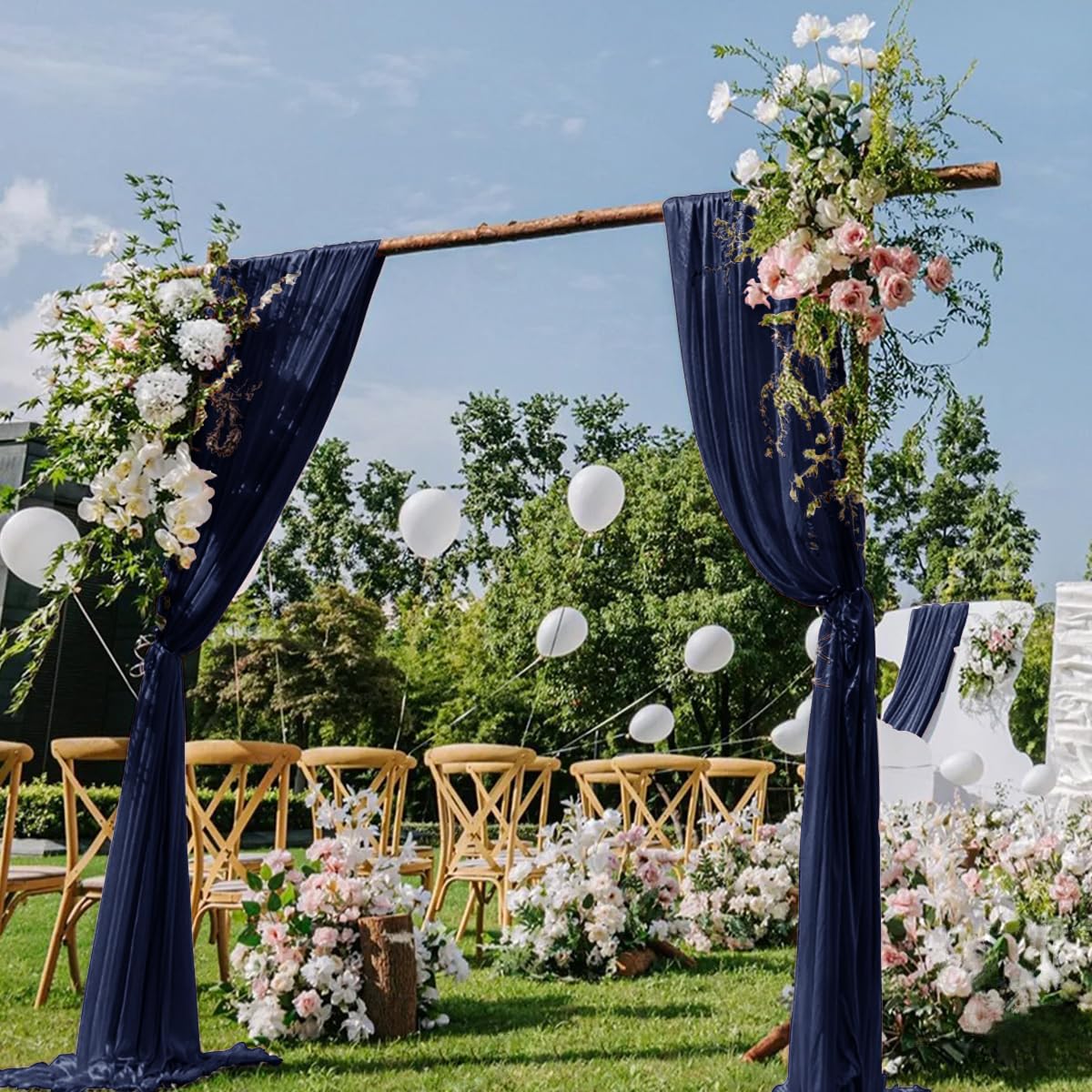 Amazon.com: DeZerlor 2 Panels Navy Blue Wedding Arch Draping Fabric ...