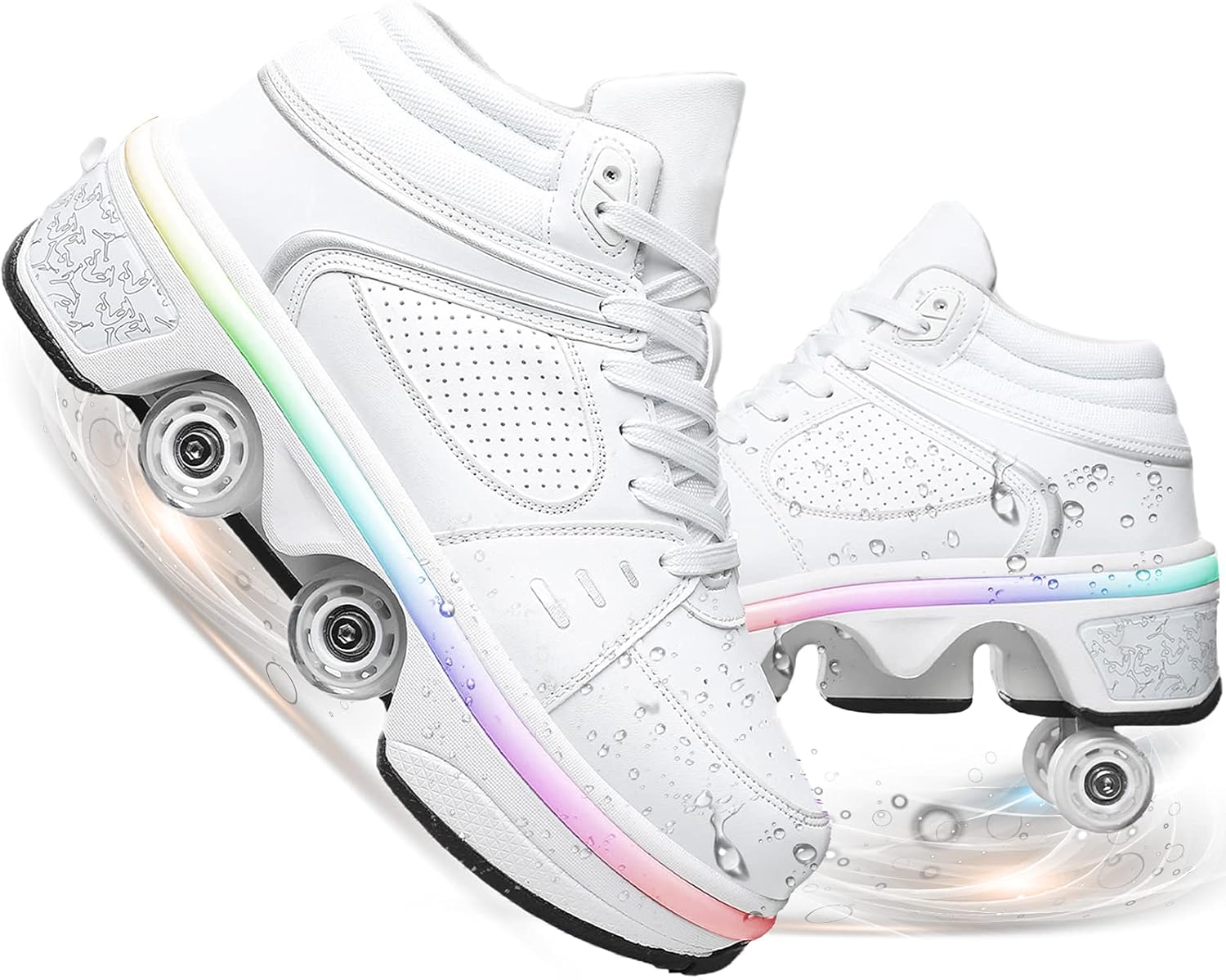 Women's Retractable Roller Skates LED Outdoor Sports Skating Shoes ...