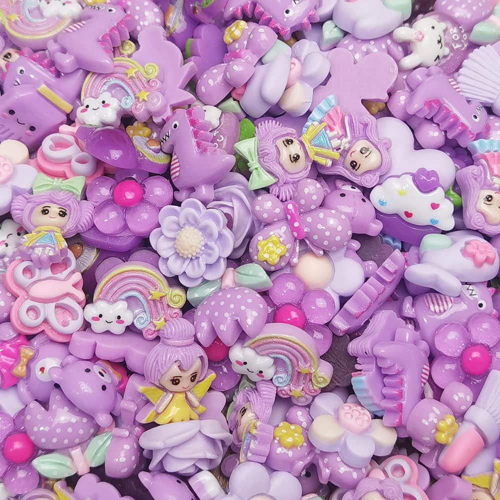 Amazon.com: LibiIine 100pcs Mix Lots Purple Flatback Resin Buttons Flat ...