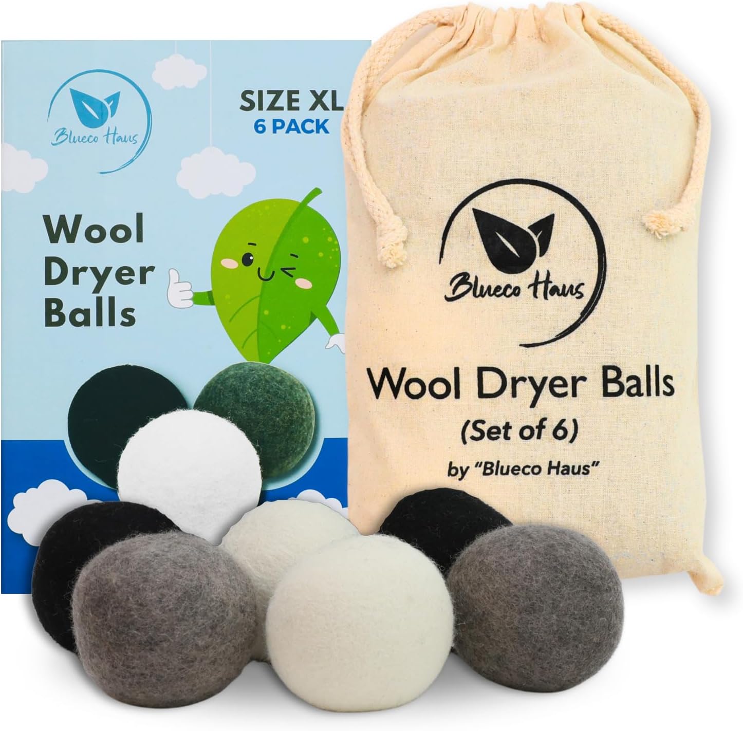 Amazon.com: Blueco Haus Dryer Balls - Set of 6 XL Size 3 Colors ...