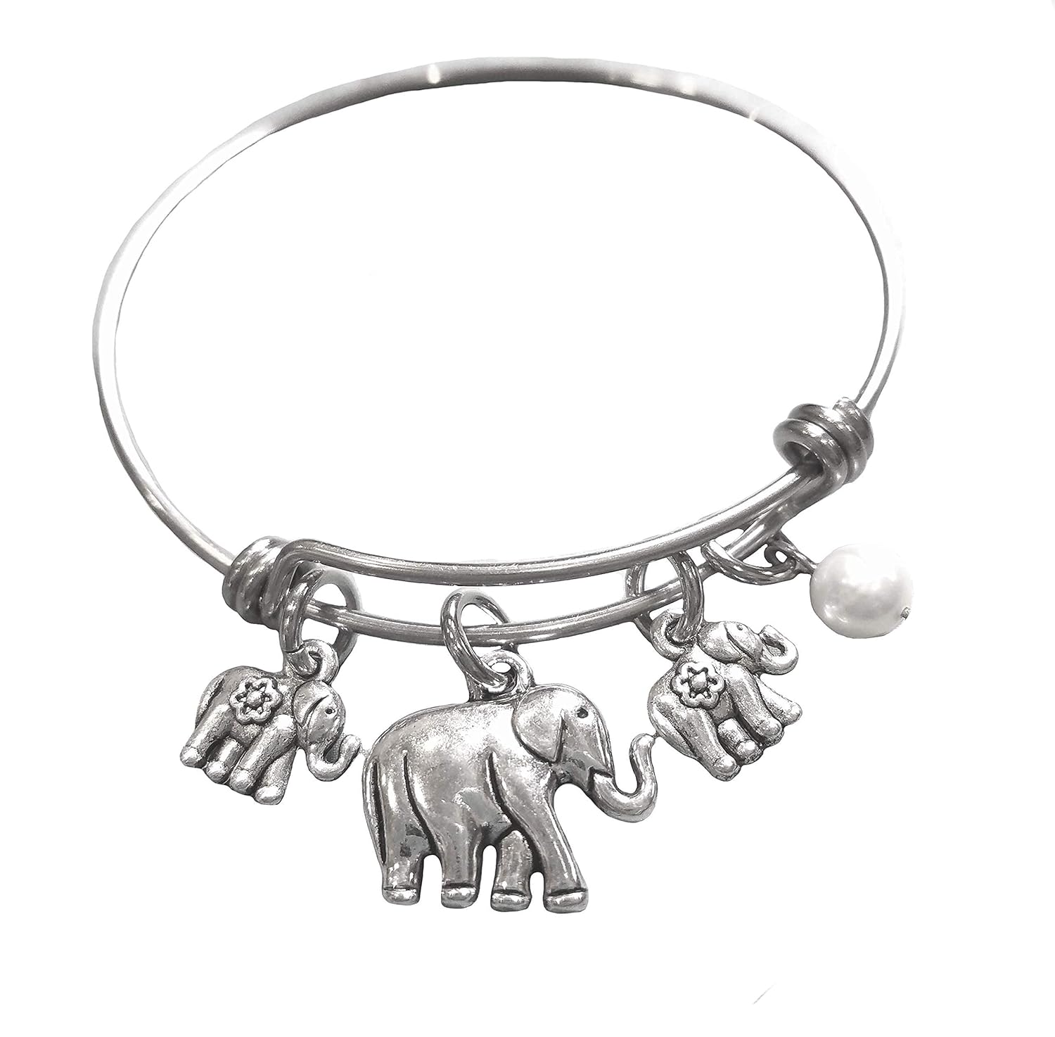 Amazon.com: Elephant Pearl Handmade Bracelet on a Stainless Steel ...