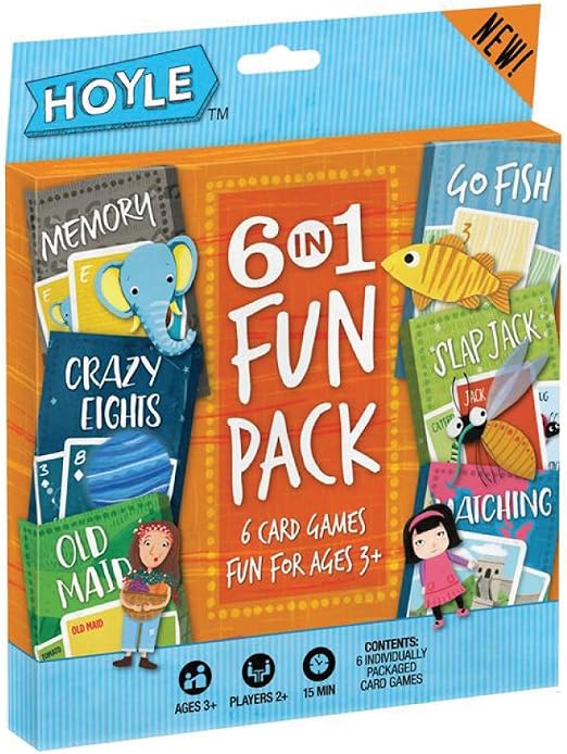 Hoyle Card Games for Kids 6 in 1 Fun Pack – Memory, Crazy Eights, Old ...