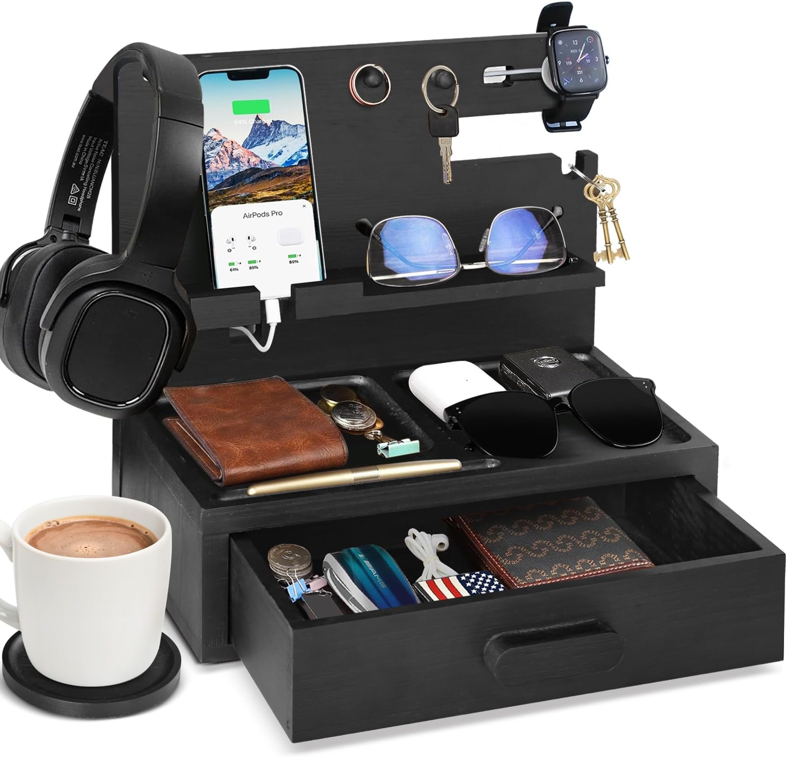 Amazon.com: Wood Phone Docking Station for up to 3 Phones - Nightstand ...