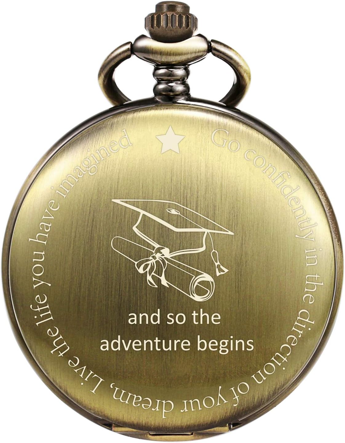 TREEWETO Pocket Watch Engraved So The Adventure Begins for Graduation ...