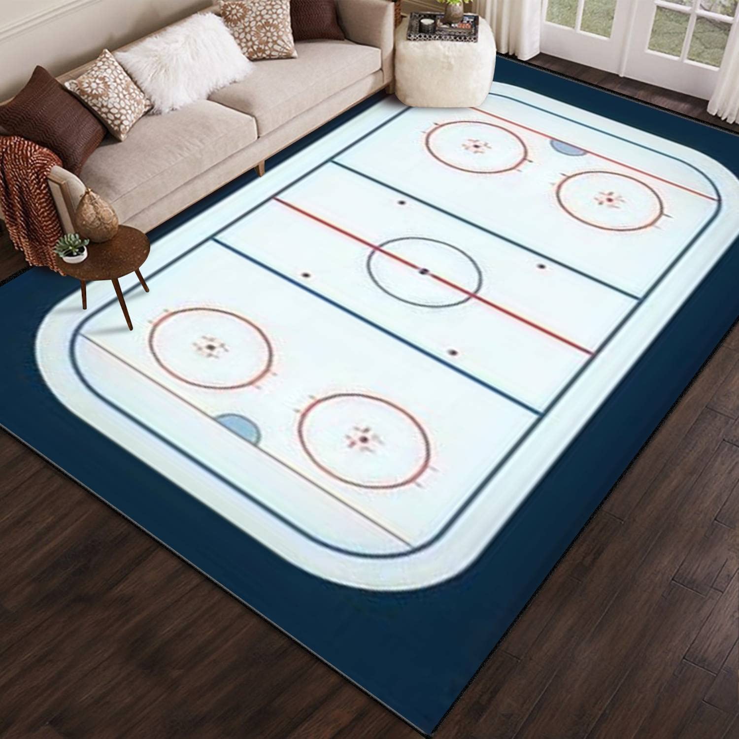 Amazon.com: PeeNoke ice Hockey Rink Marking Detailed top View Area Rug ...