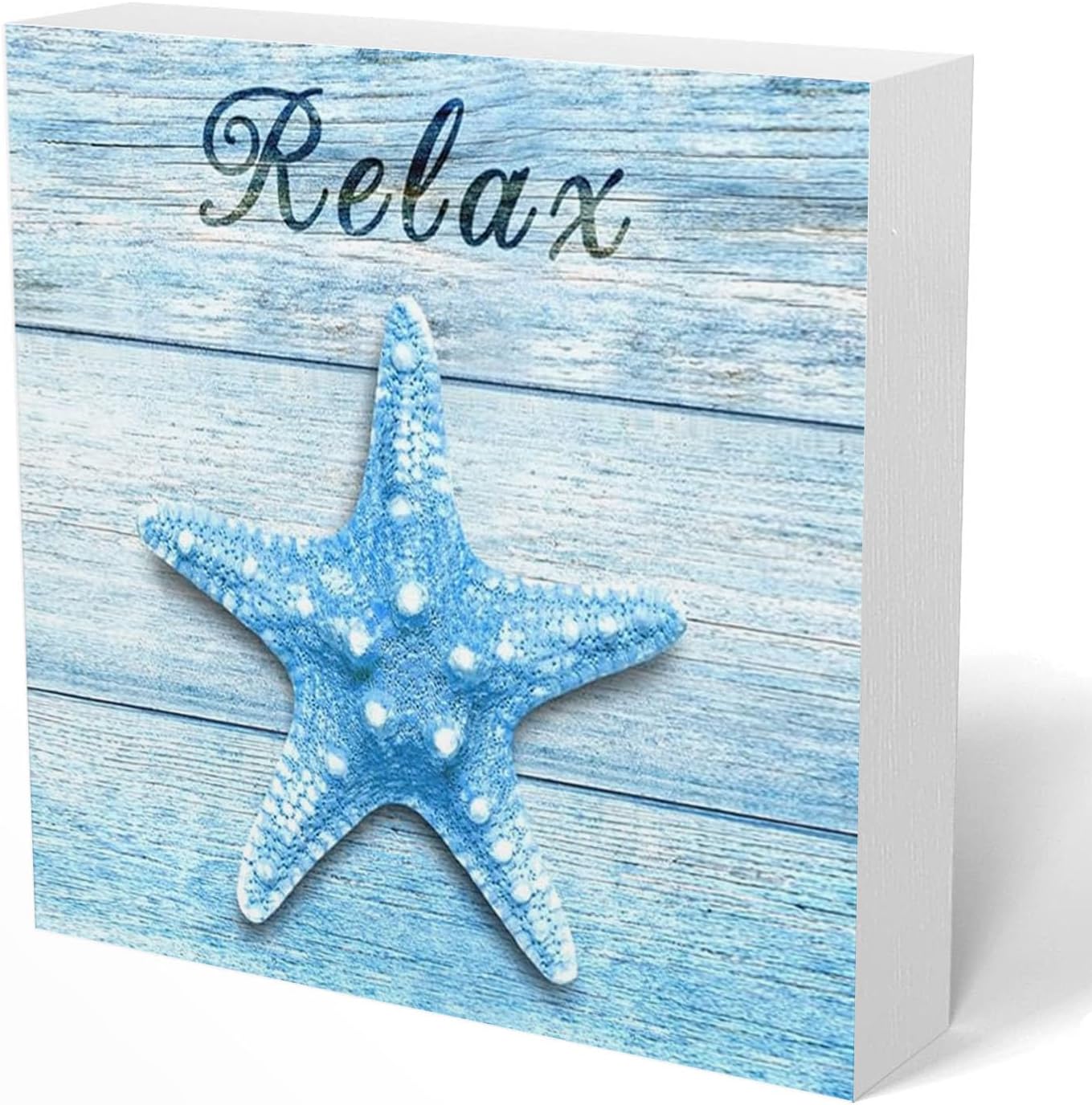 Amazon.com: UNCDLV Relax Beach Signs Decor, Rustic Ocean Starfish Blue ...