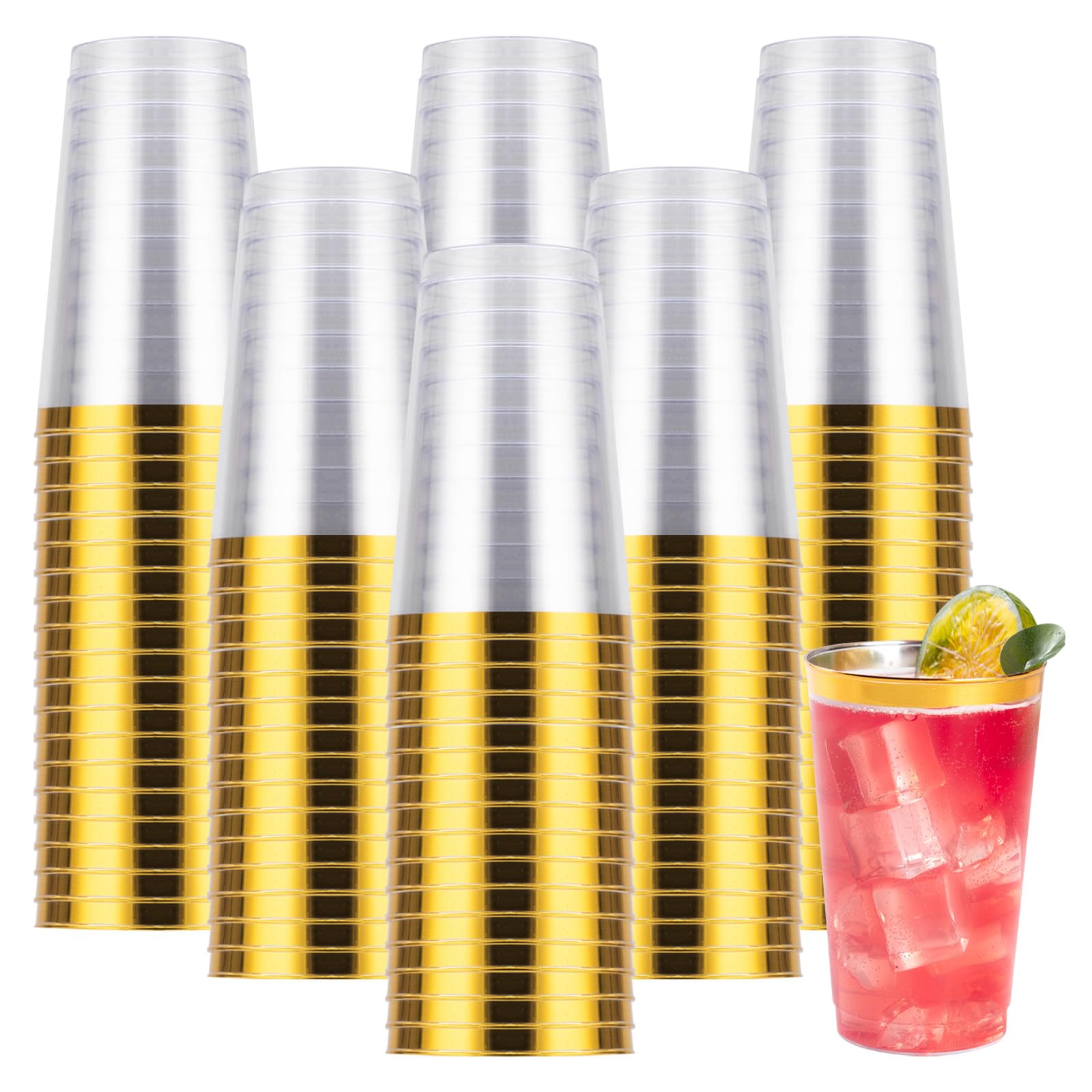 Amazon.com: Goodluck 200PCS 14oz Gold Plastic Cups for Party ...