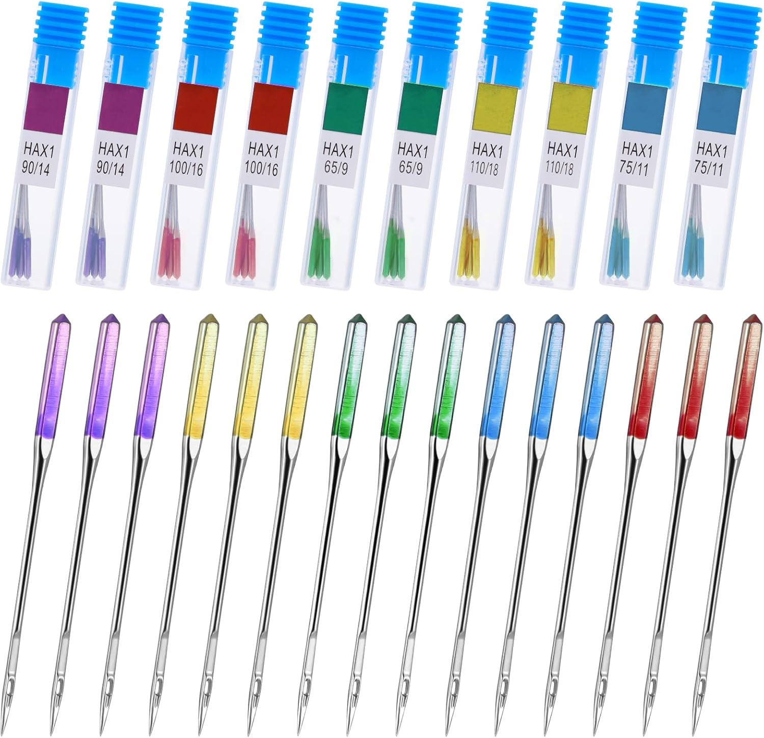 Amazon.com: PEOVLVN 30 Pieces Sewing Machine Needles, Universal Sewing ...