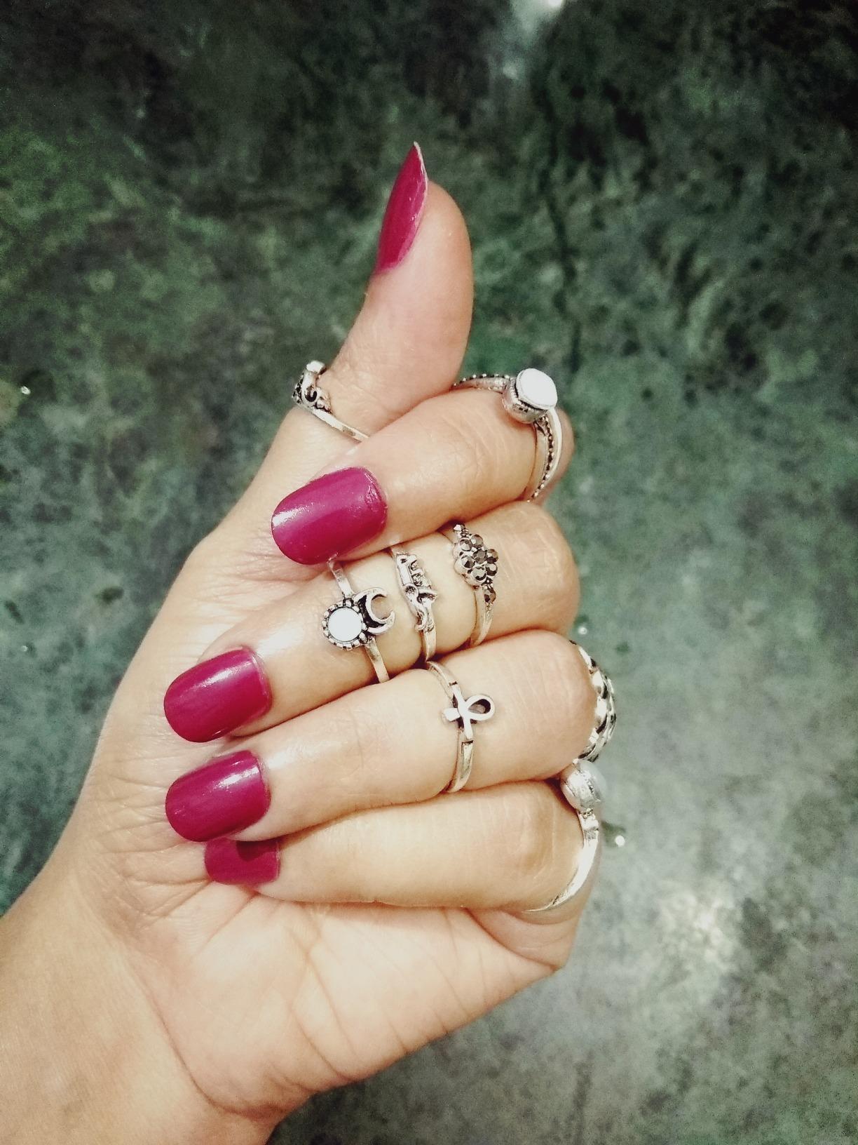 Shining Diva Fashion Antique Silver Set of 10 Midi Finger Rings for ...