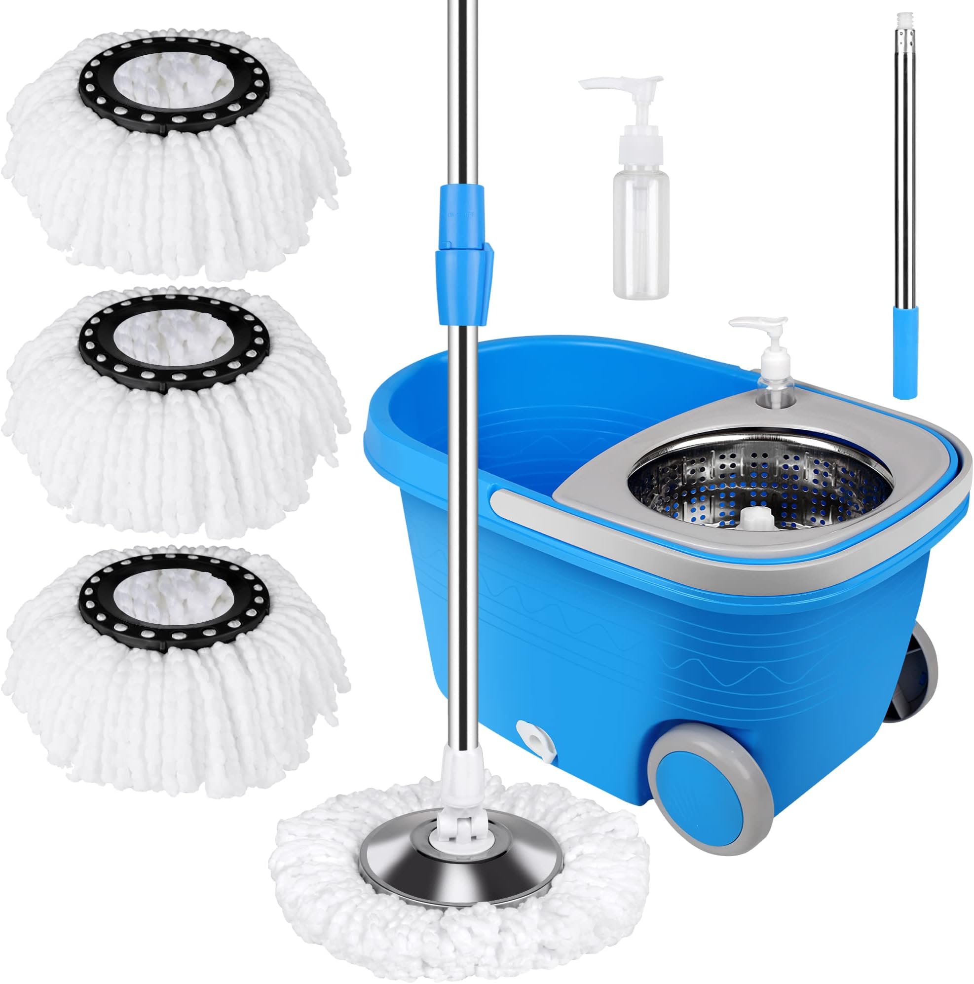 Amazon.com: Mop and Bucket with Wringer Set on Wheels, 360 Spinning Mop ...