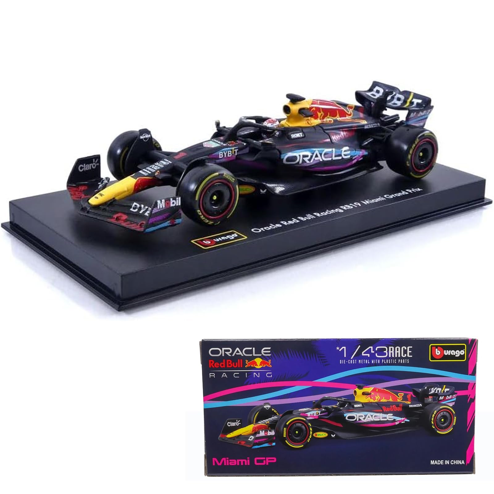Amazon.com: JODIYAAH Bburago 1:43 F1 Red Bull Racing RB19 Miami GP 2023 1# Max Verstappen F1 11 ...