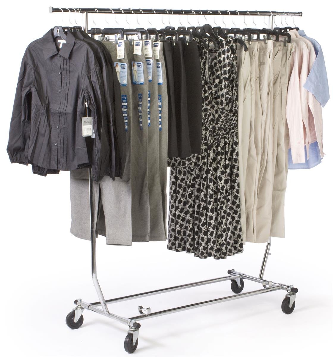 Tube Steel Rolling Clothes Rack, Adjustable and Collapsible with ...