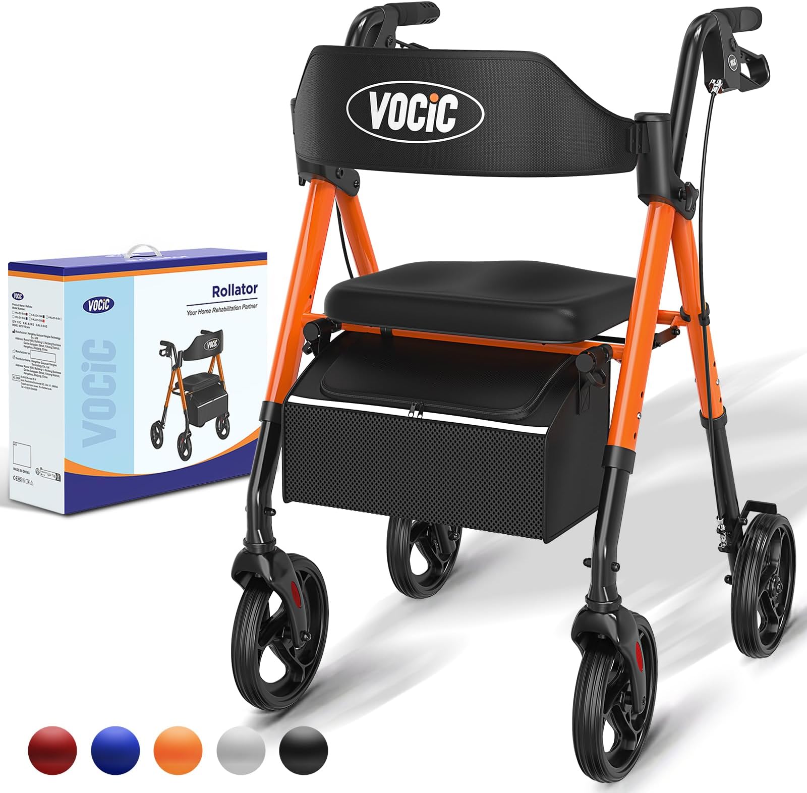 Amazon.com: Drive Medical RTL10261RD Foldable Rollator Walker with Seat ...