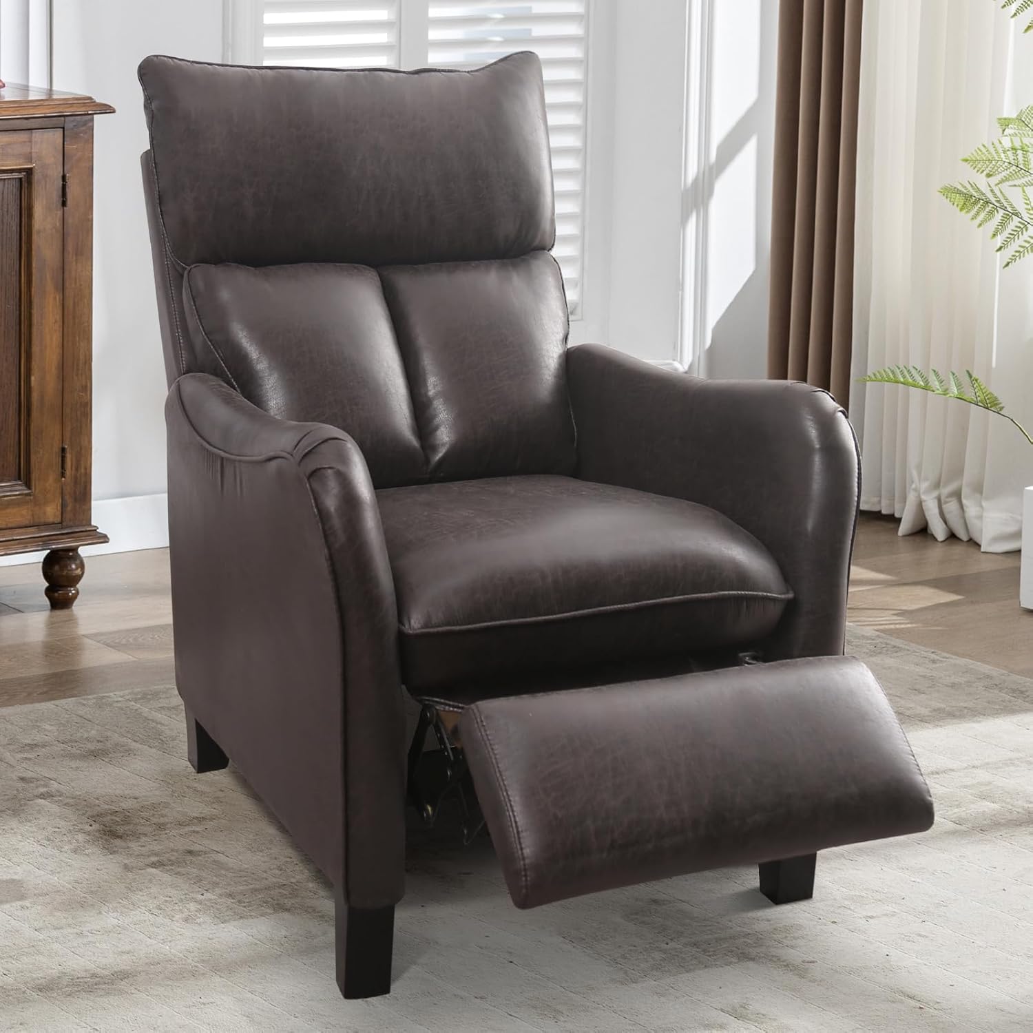 Amazon.com: EBELLO Push Back Recliner Chair, Faux Leather Armchair ...