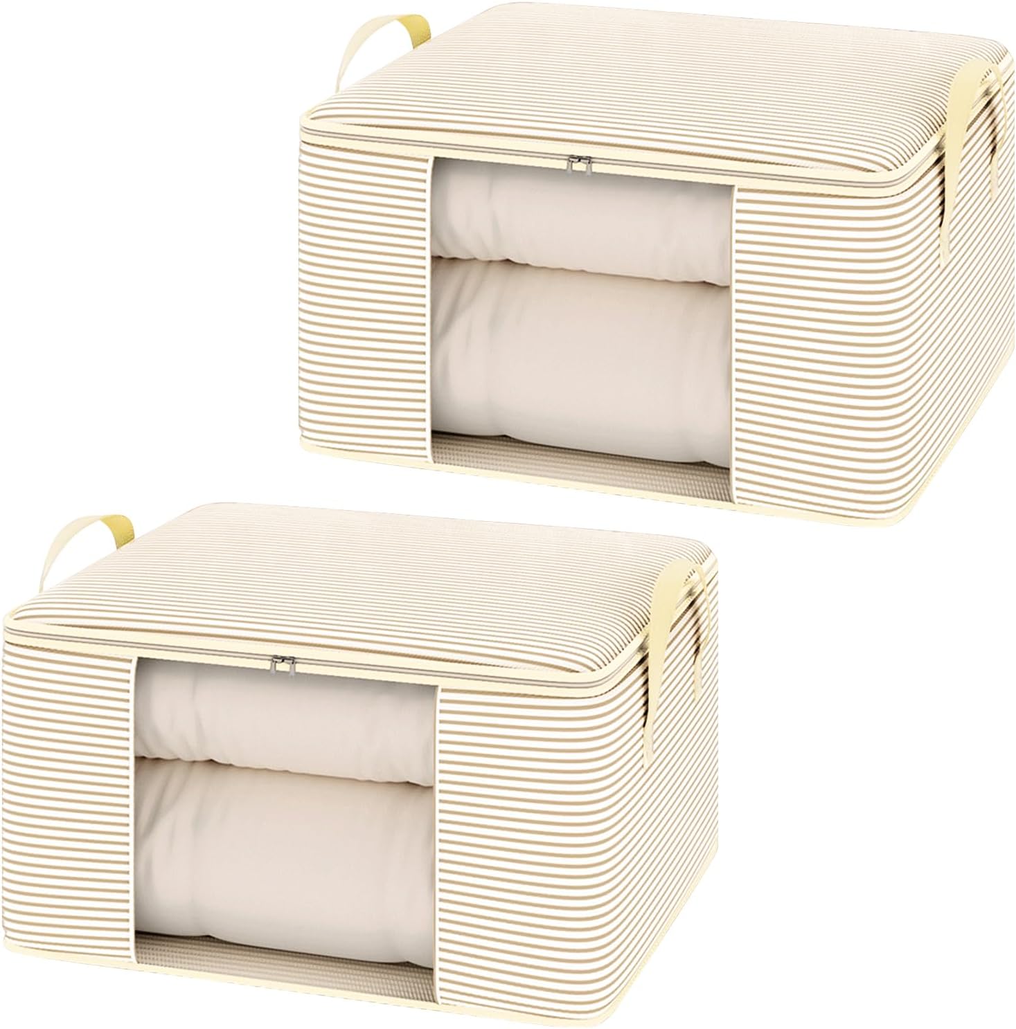 Aurafly 72L Storage Bags with Lids, 2 Pack Large Storage Boxes with Zip ...