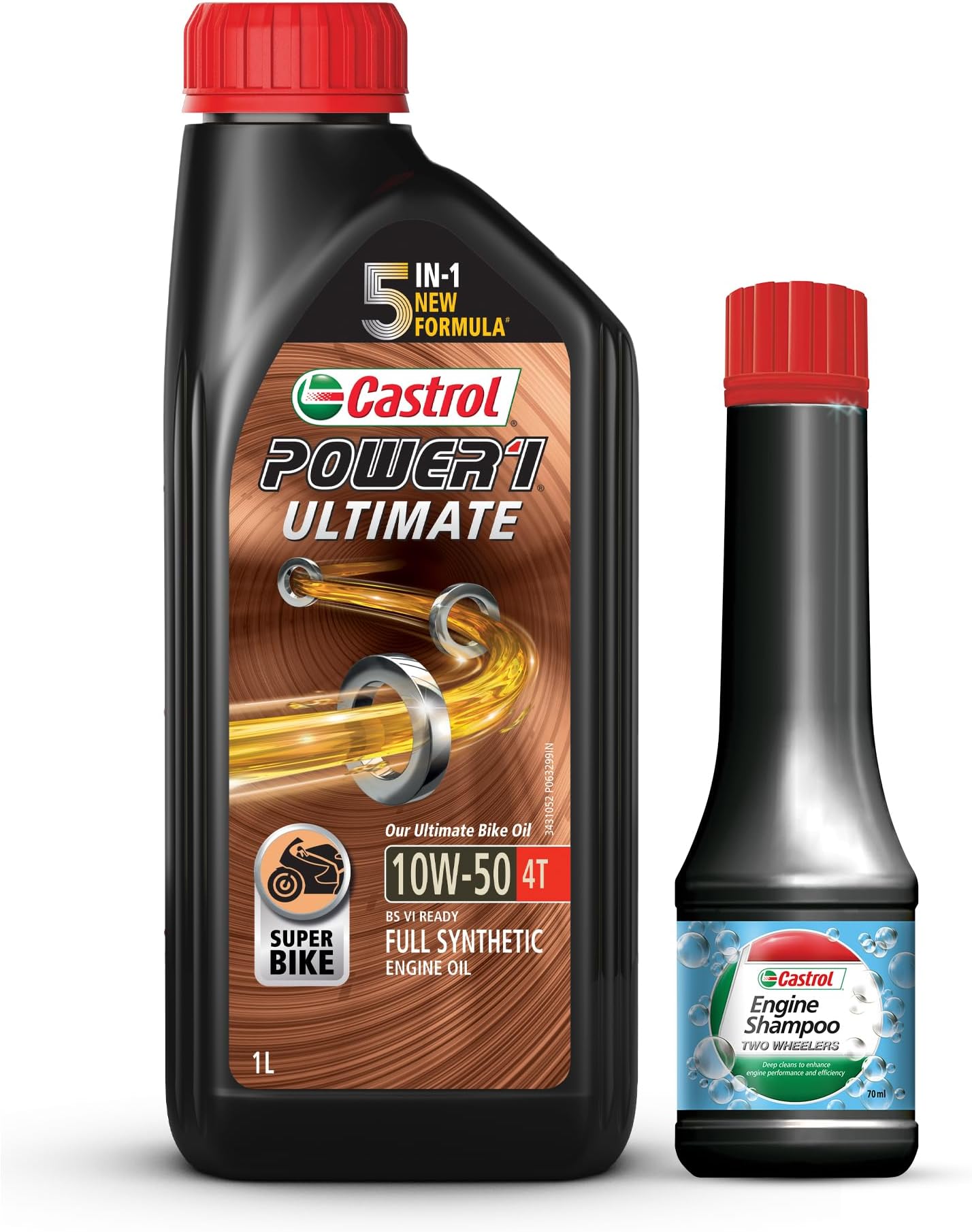 Castrol POWER1 Ultimate 10W-50 4T Full Synthetic Engine Oil for Super ...