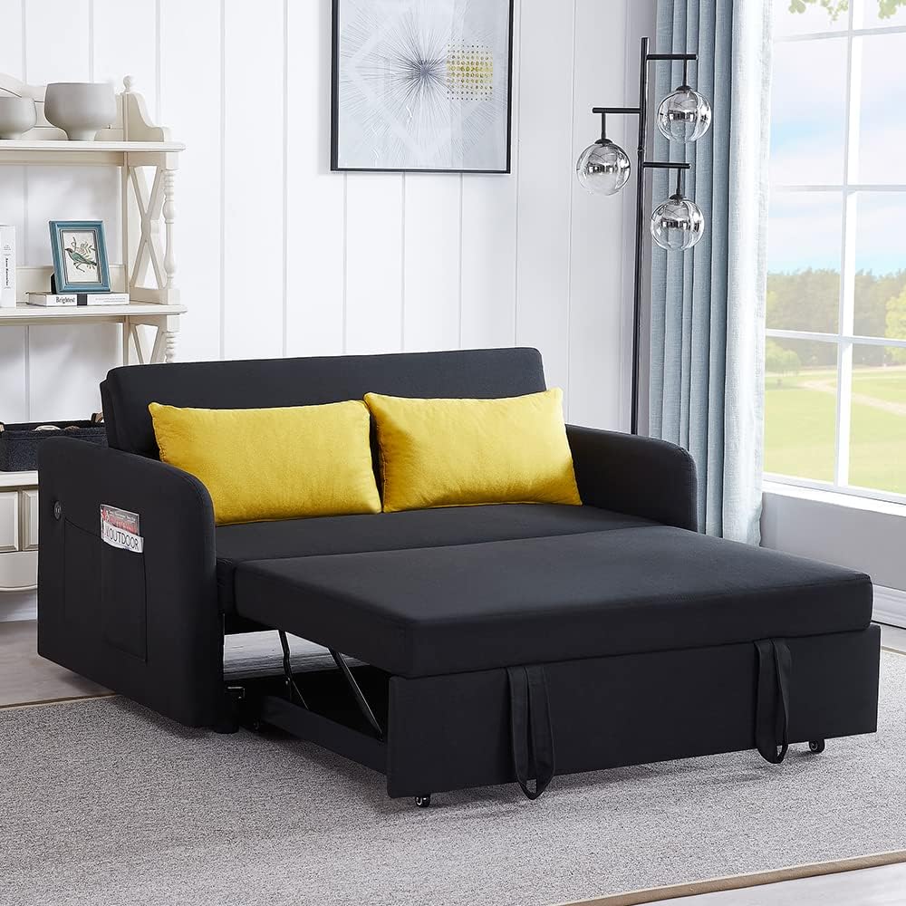 Amazon.com: Merax Convertible Sleeper Sofa Bed, 55.5" Functional Pull ...