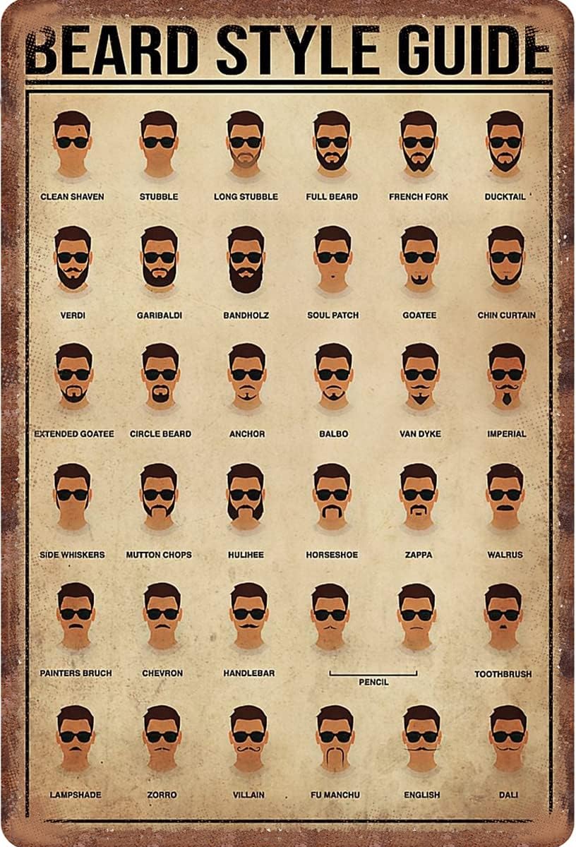 Amazon.com: Beard Style Guide Aluminum Signs Funny Tin Sign Metal Art ...