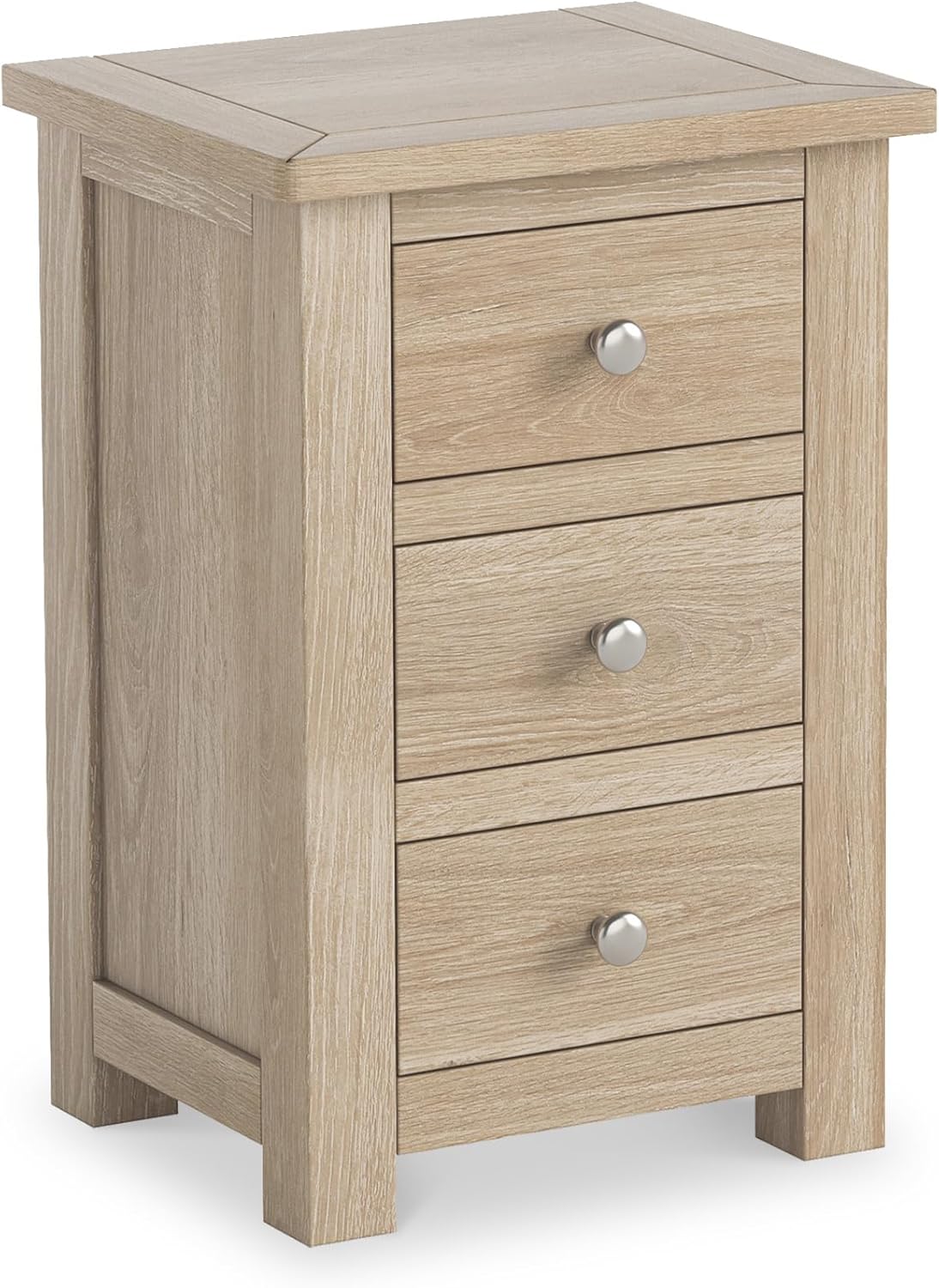 Duchy Washed Oak 3 Drawer Bedside Cabinet Table | Roseland Furniture ...