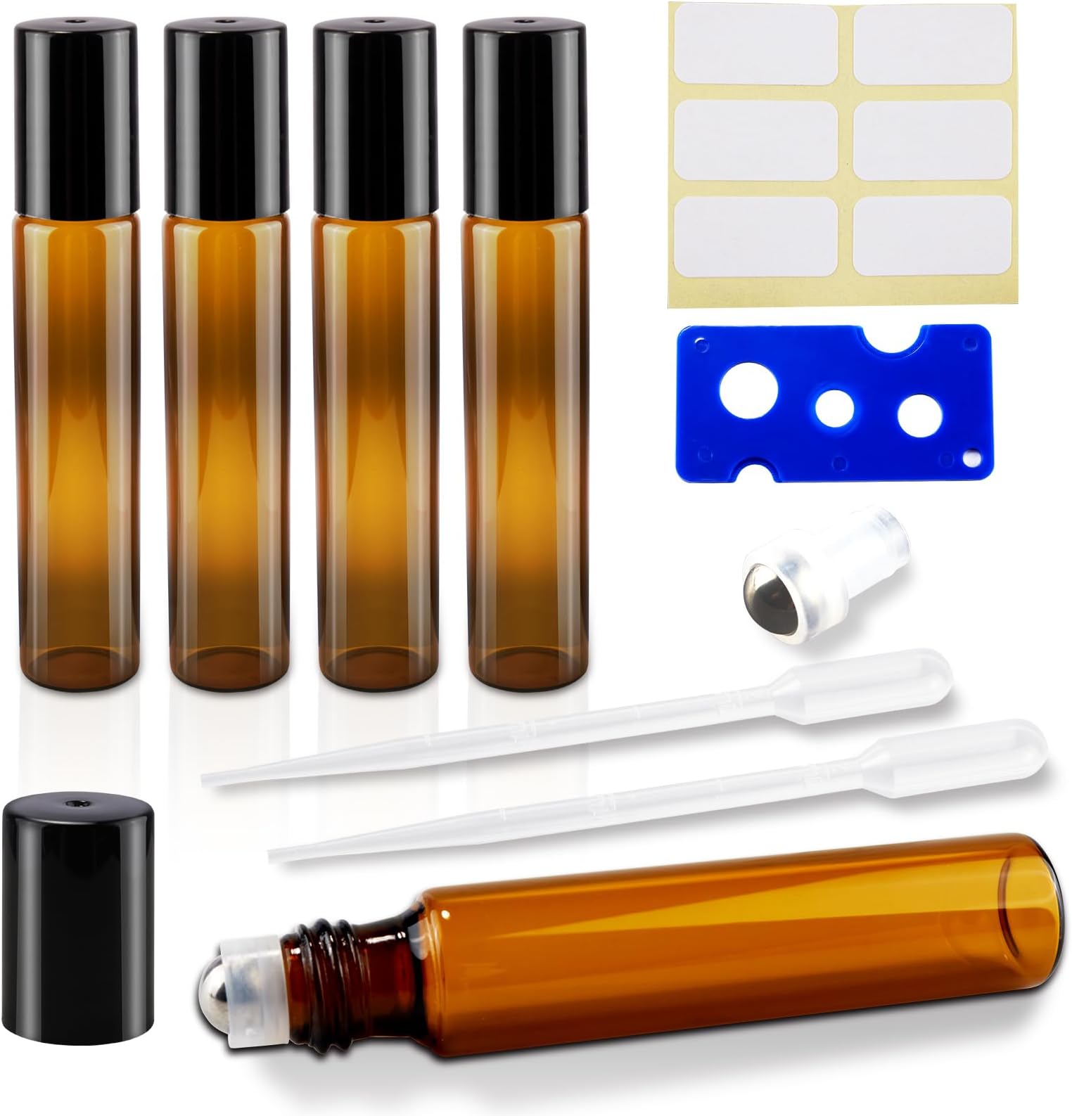Amazon.com: PrettyCare Roller Bottles For Oils 10 ml (Amber Glass, 12 ...