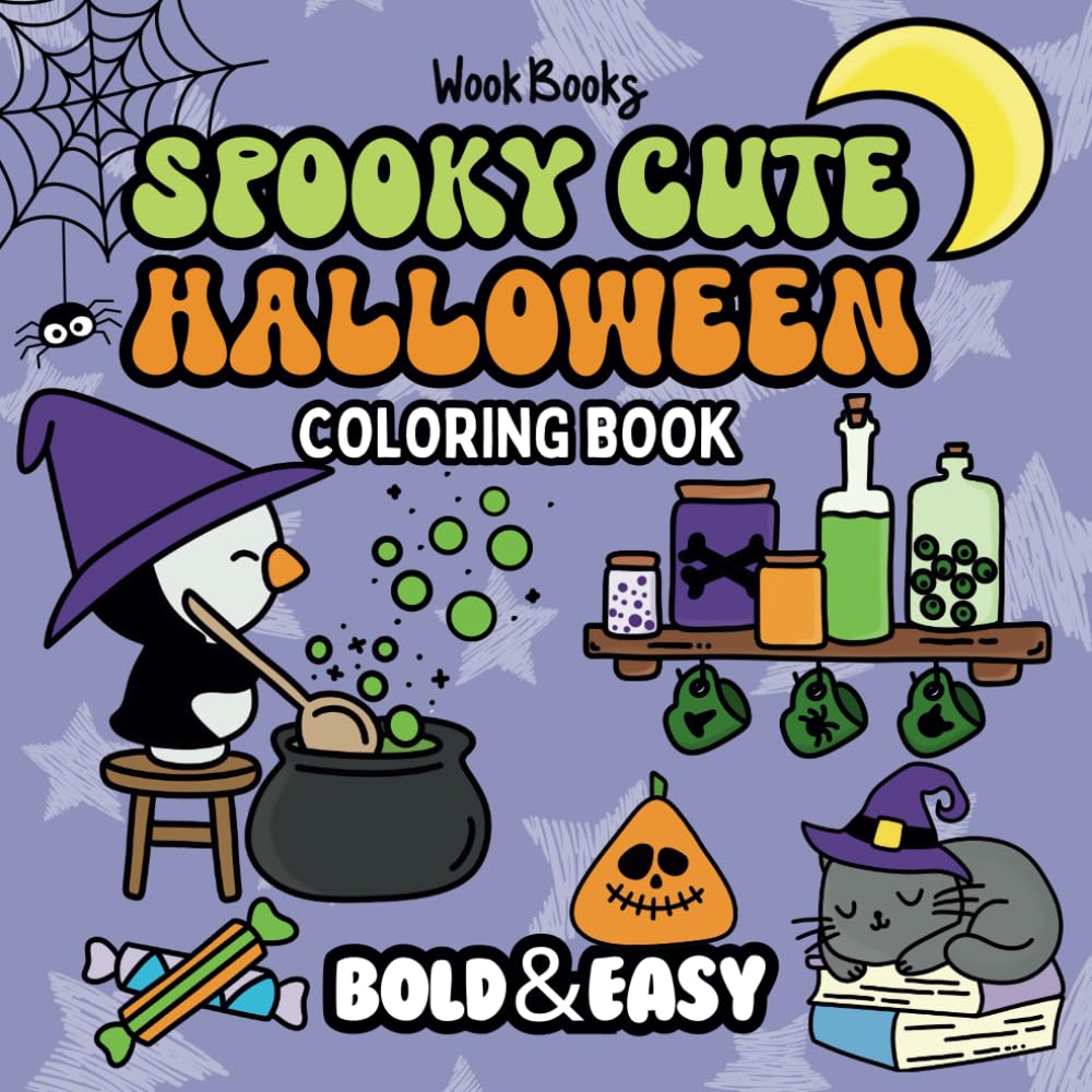 Snapklik.com : Bold And Easy Spooky Cute Halloween Coloring Book: Big ...