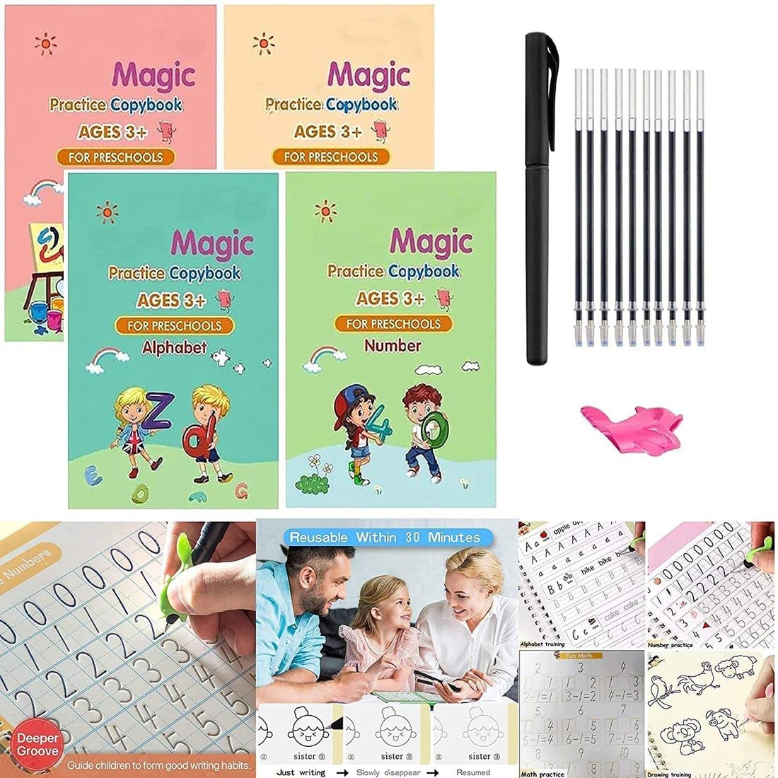 HaveAdeal® Sank Magic Practice Copybook, Number Tracing Book for ...