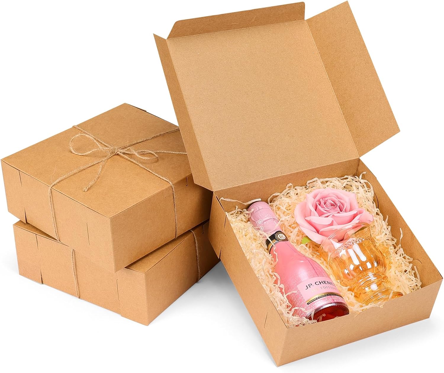 Amazon.com: Moretoes 15pcs Gift Boxes with Lids, 8x8x3in Brown Kraft ...