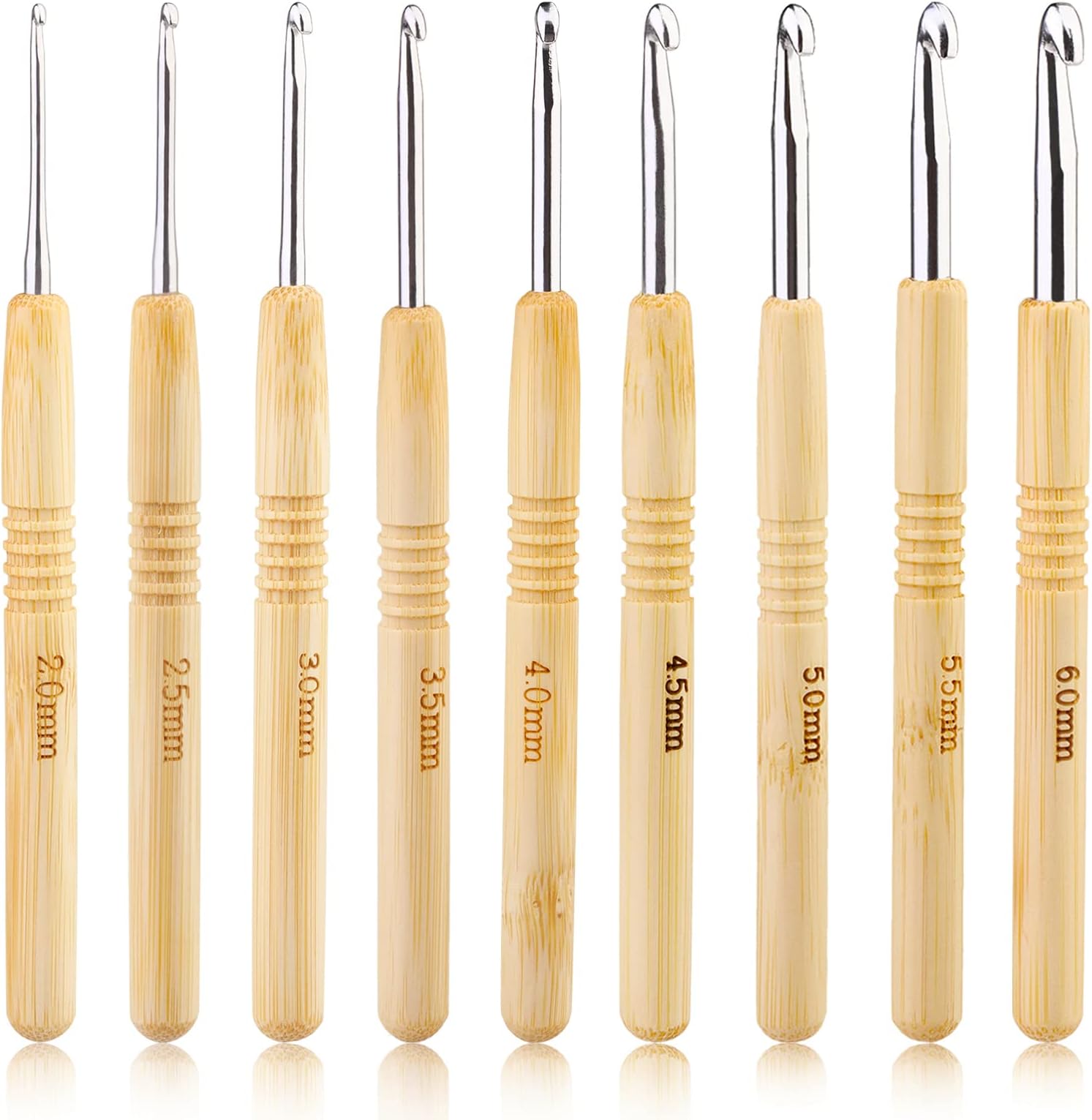 Curtzy Crochets Tricot en Bambou (16 tailles) - Aiguille Crochet de 15 ...