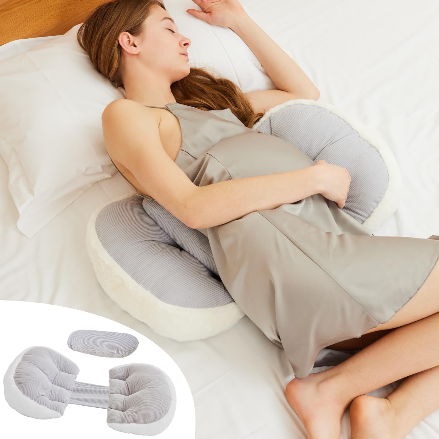 Amazon.com: DOWNCOOL Pregnancy Pillow, Grey Maternity Pillow for ...