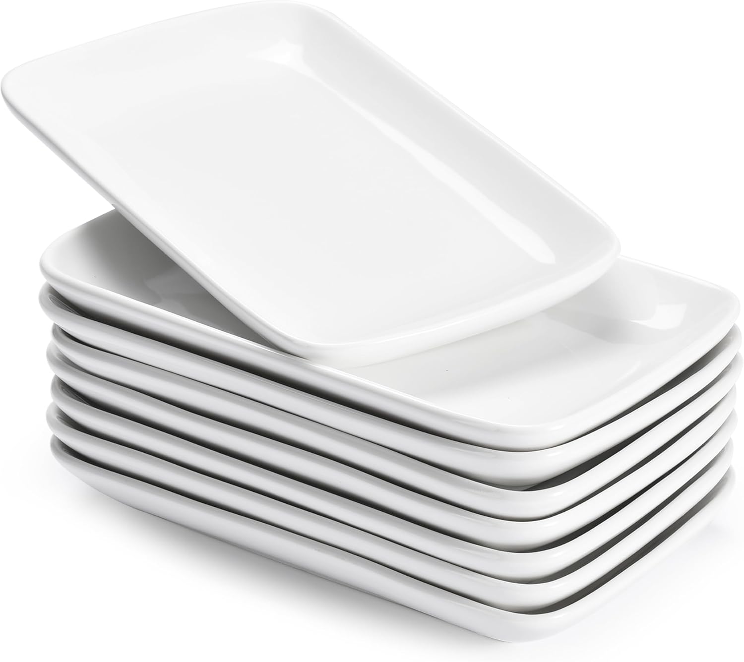 Amazon.com | Bruntmor White Rectangular Platter Plates Set of 8 ...