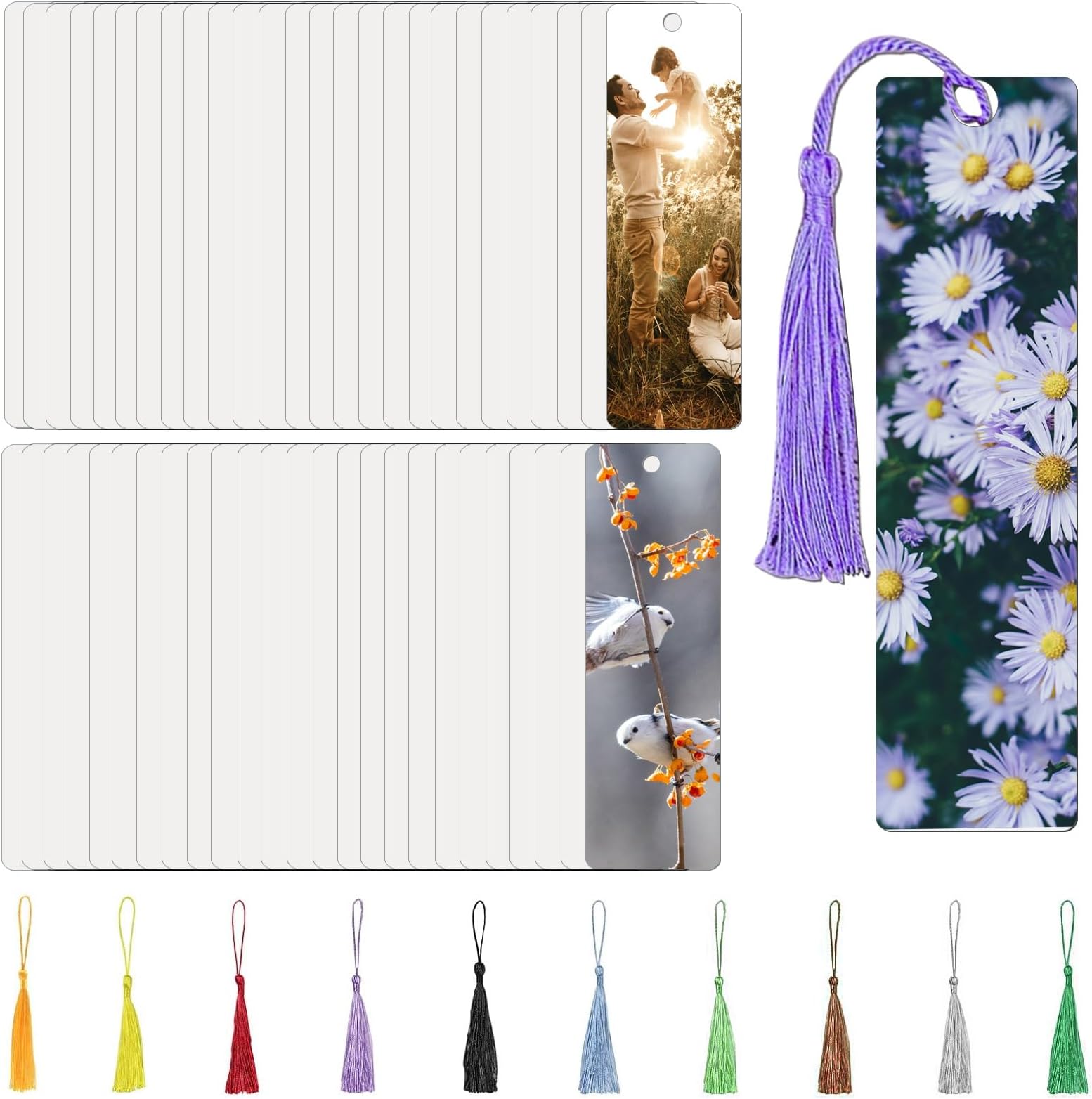 Amazon.com: 50 Pcs Sublimation Bookmarks Double Sided, 6" x 1.5 ...