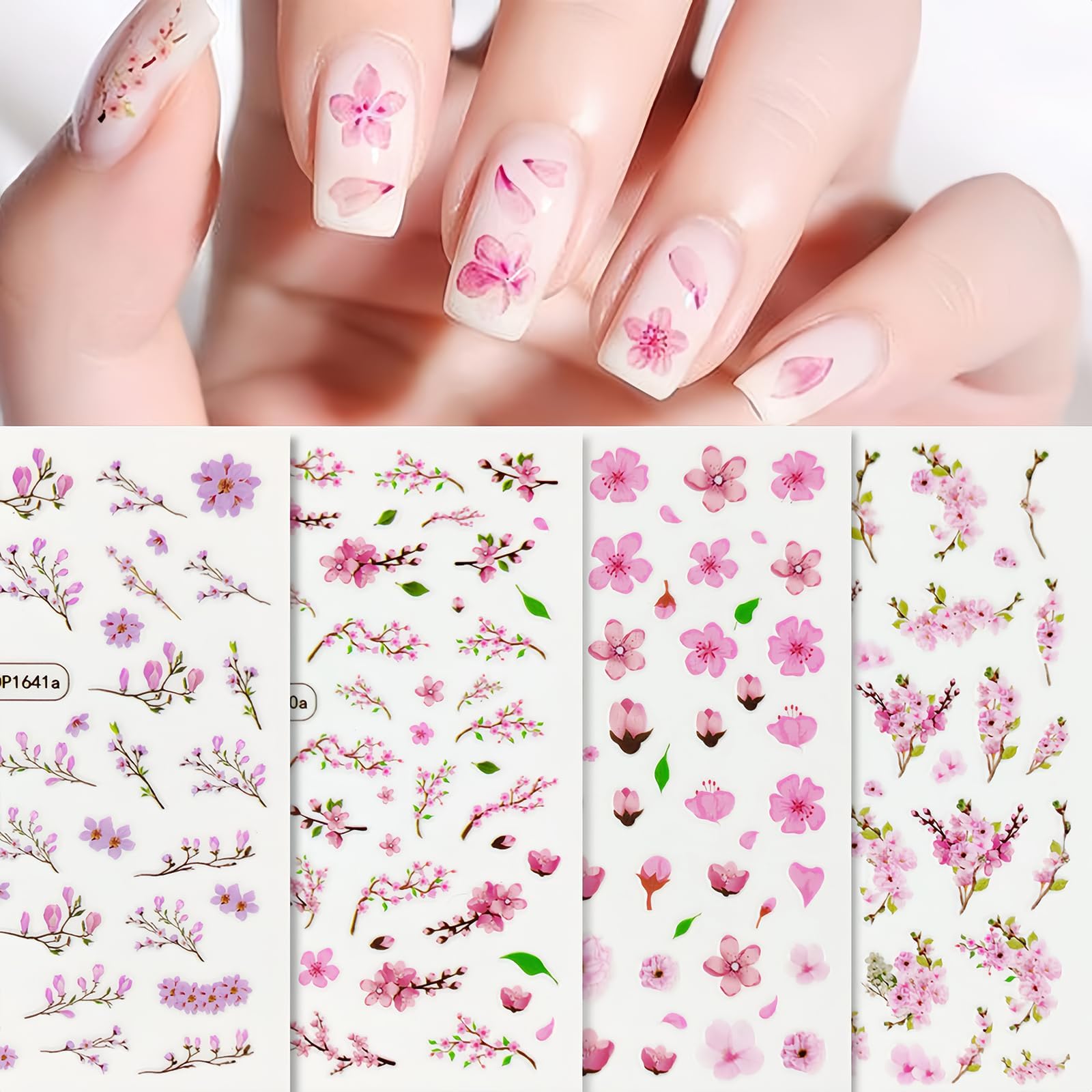 Amazon.com: Flower Nail Art Stickers Decal - Rose Nail Decals 3D Self ...
