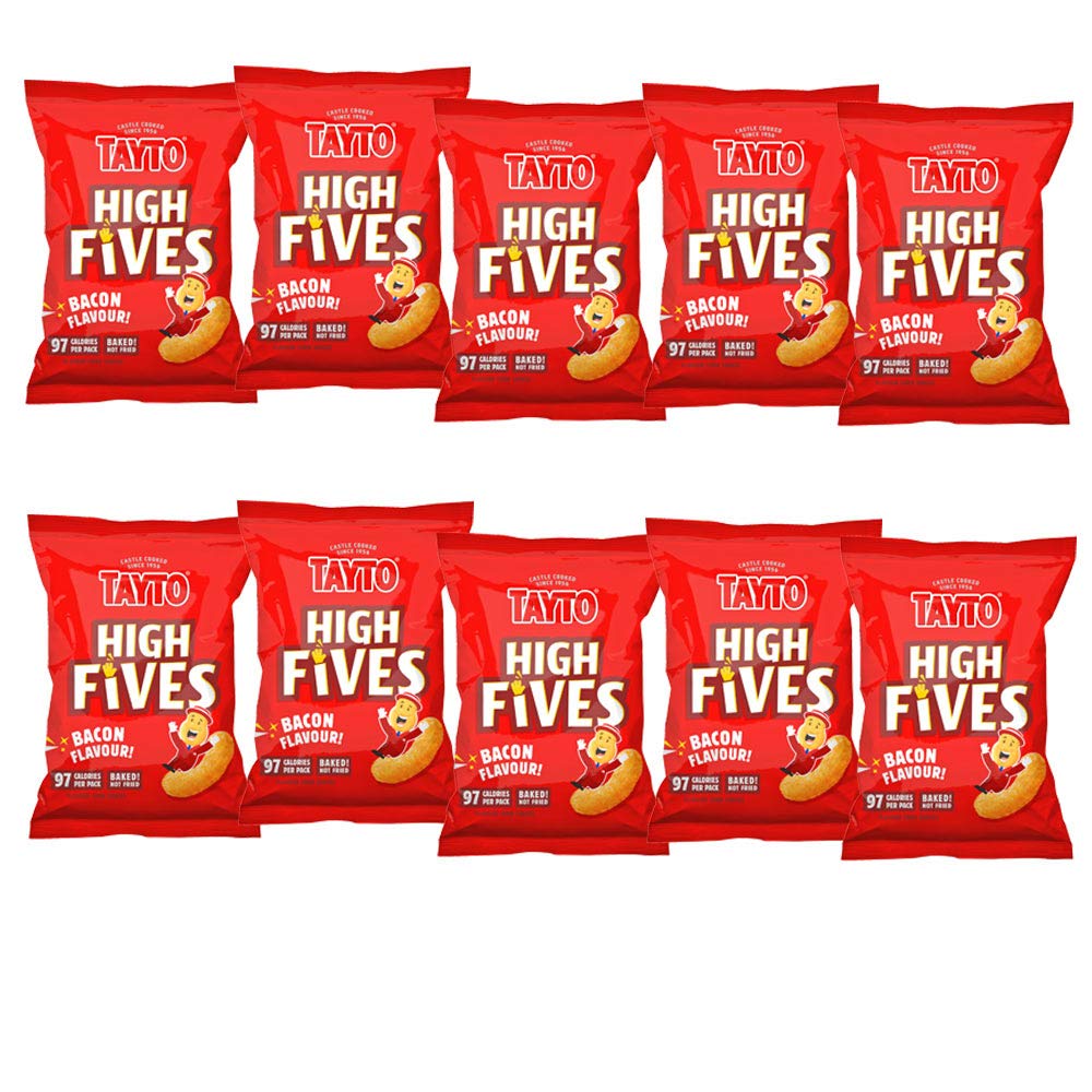 Buy Tayto Crisps 10 Pack High Fives Bacon Flavour Baked Crisps Corn ...