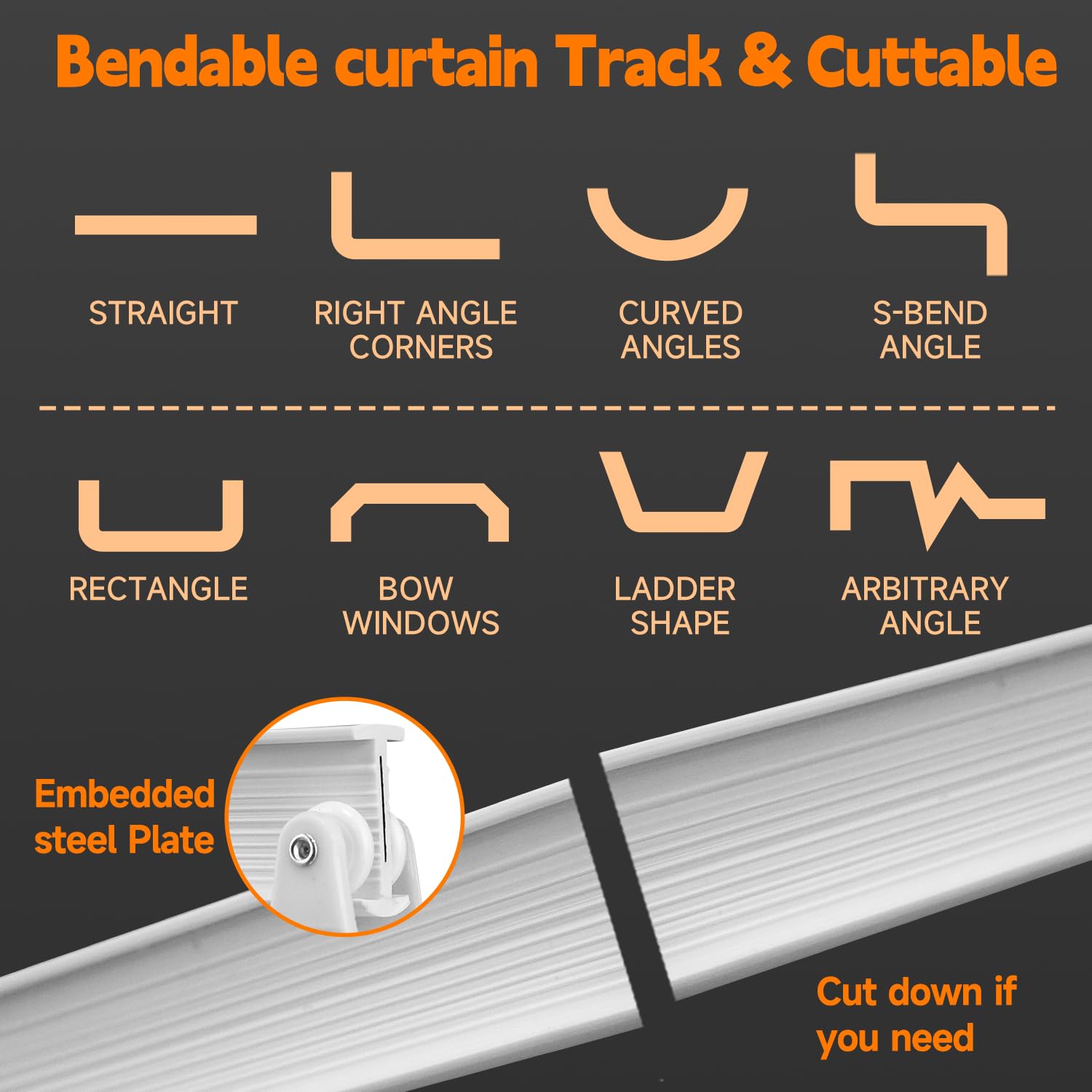 Snapklik.com : 9.8FT Flexible Bendable Ceiling Curtain Track,Curved ...