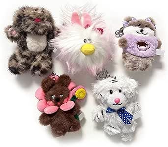 Amazon.com: HJTBXLHHL Cute Animals Plush Keychains Stuffed 5 Sets ...