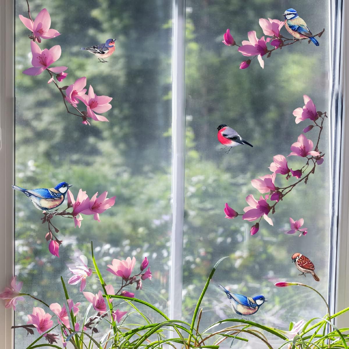 Amazon.com: HaoFuJi Wild Flower Window Stickers Floral Clings Spring ...