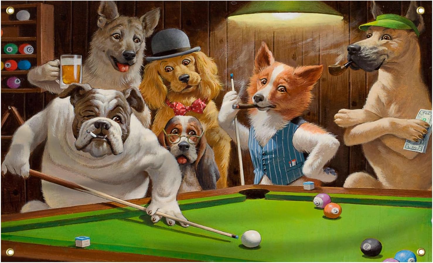 Amazon.com: YOSASAH Dogs Playing Pool Flag 3X5 FT Tapestry Dorm Decor ...