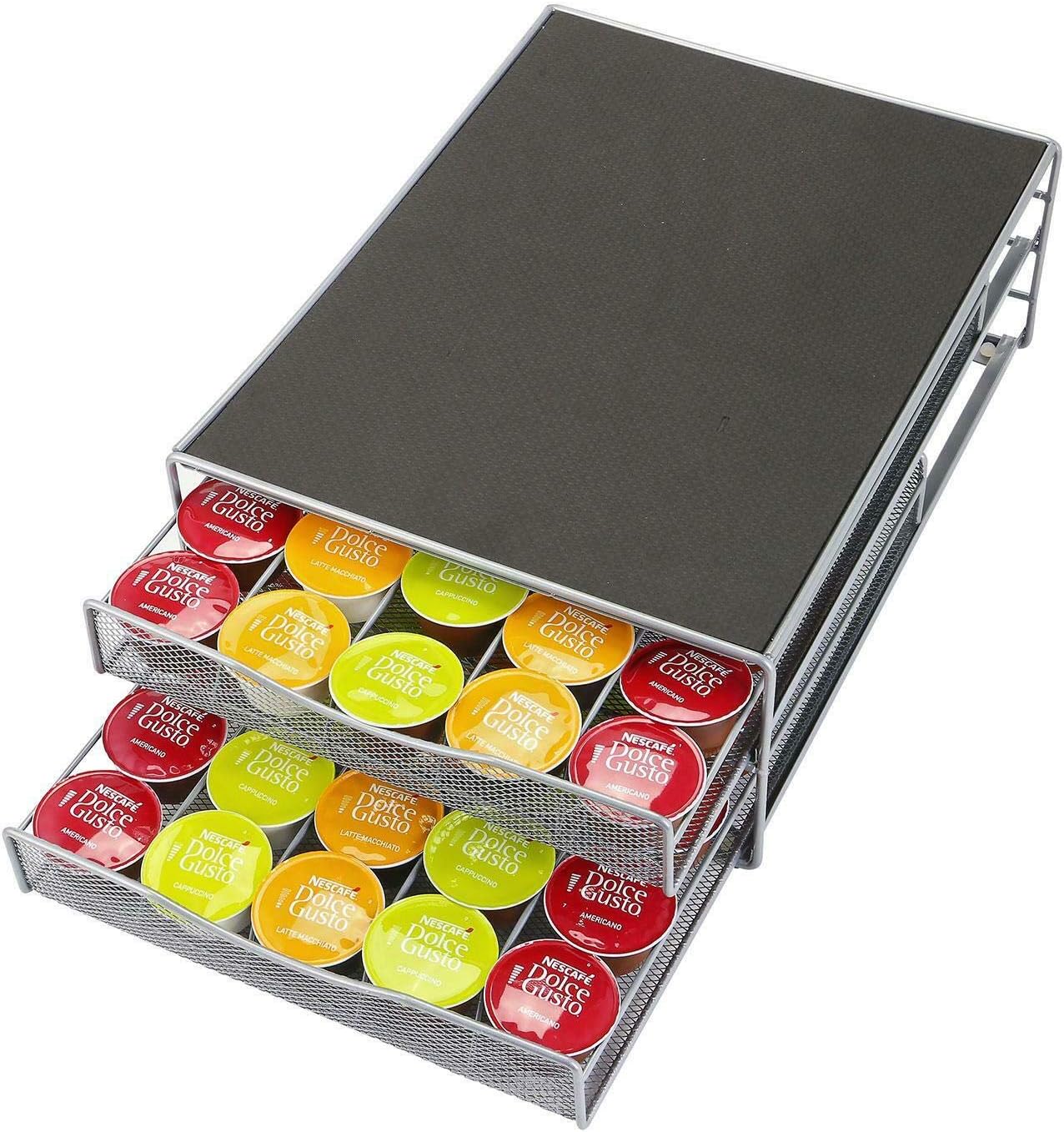 2 Tier Coffee Machine Stand & 72 Capsule Pod Holder Storage Drawer for ...